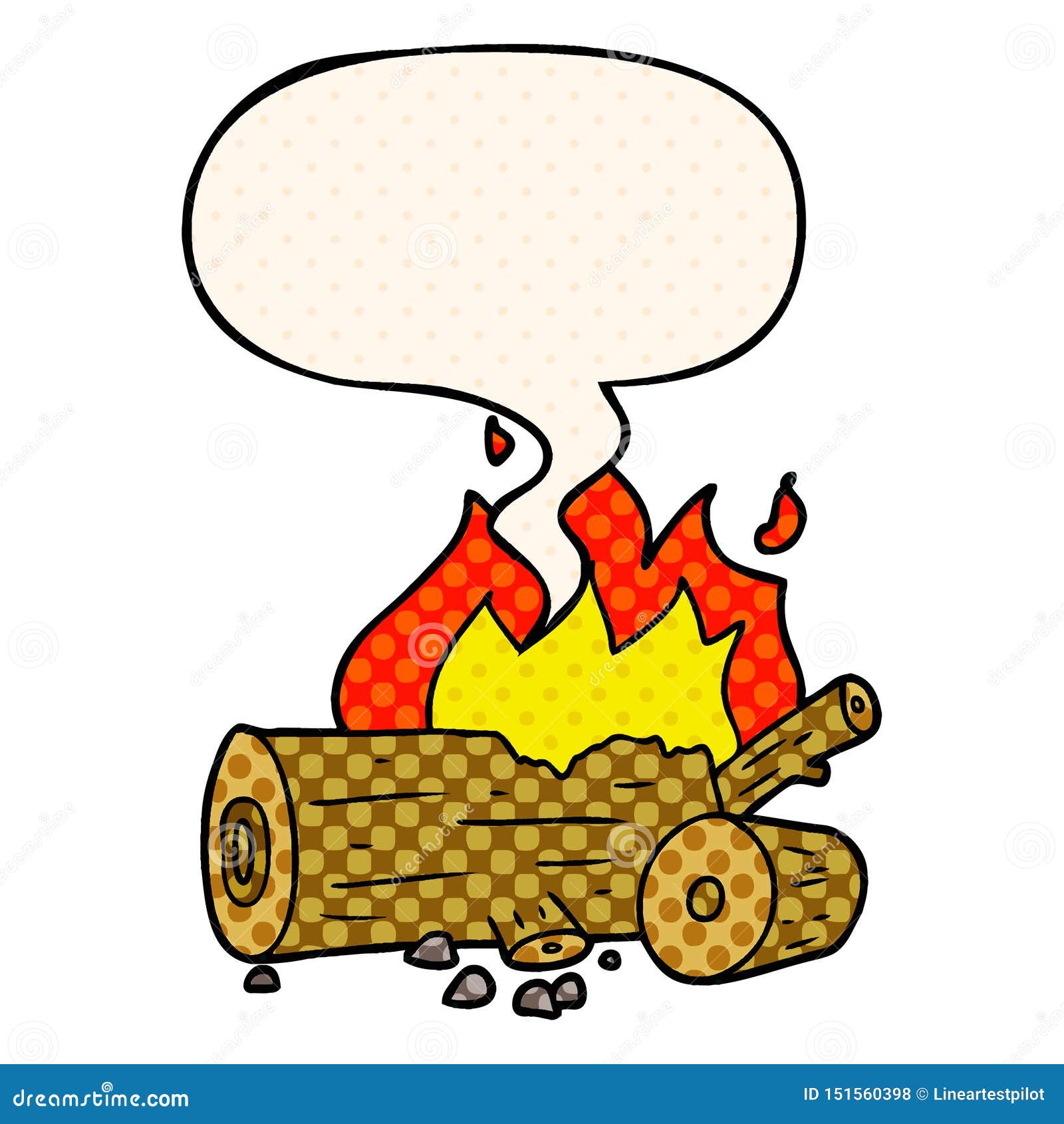 A Creative Cartoon Camp Fire and Speech Bubble in Comic Book Style ...
