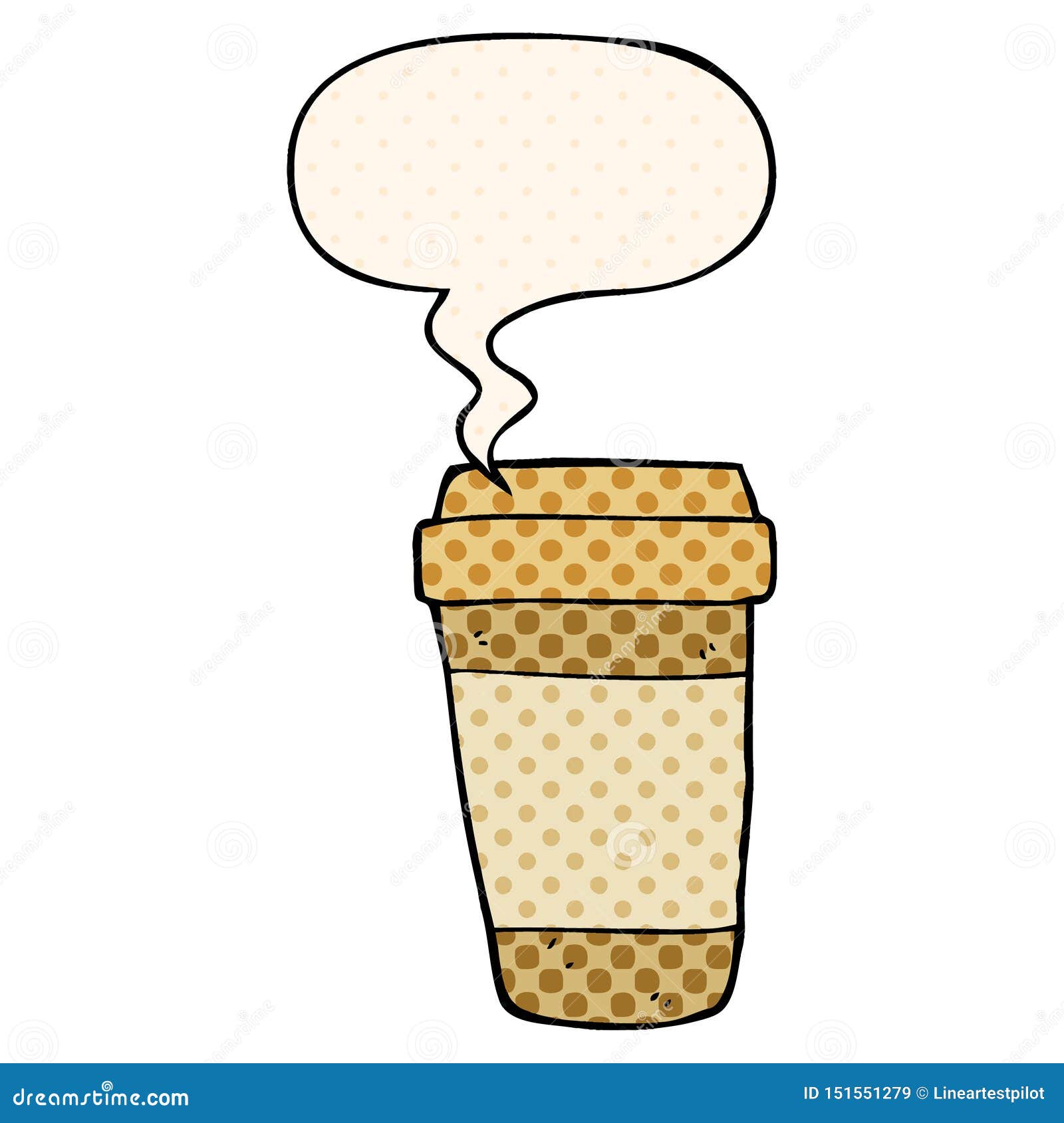 A Creative Cartoon Coffee Cup and Speech Bubble in Comic Book Style ...
