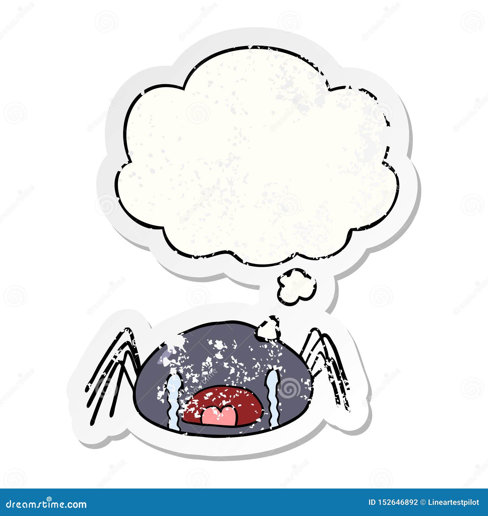 A Creative Cartoon Crying Spider and Thought Bubble As a Distressed ...