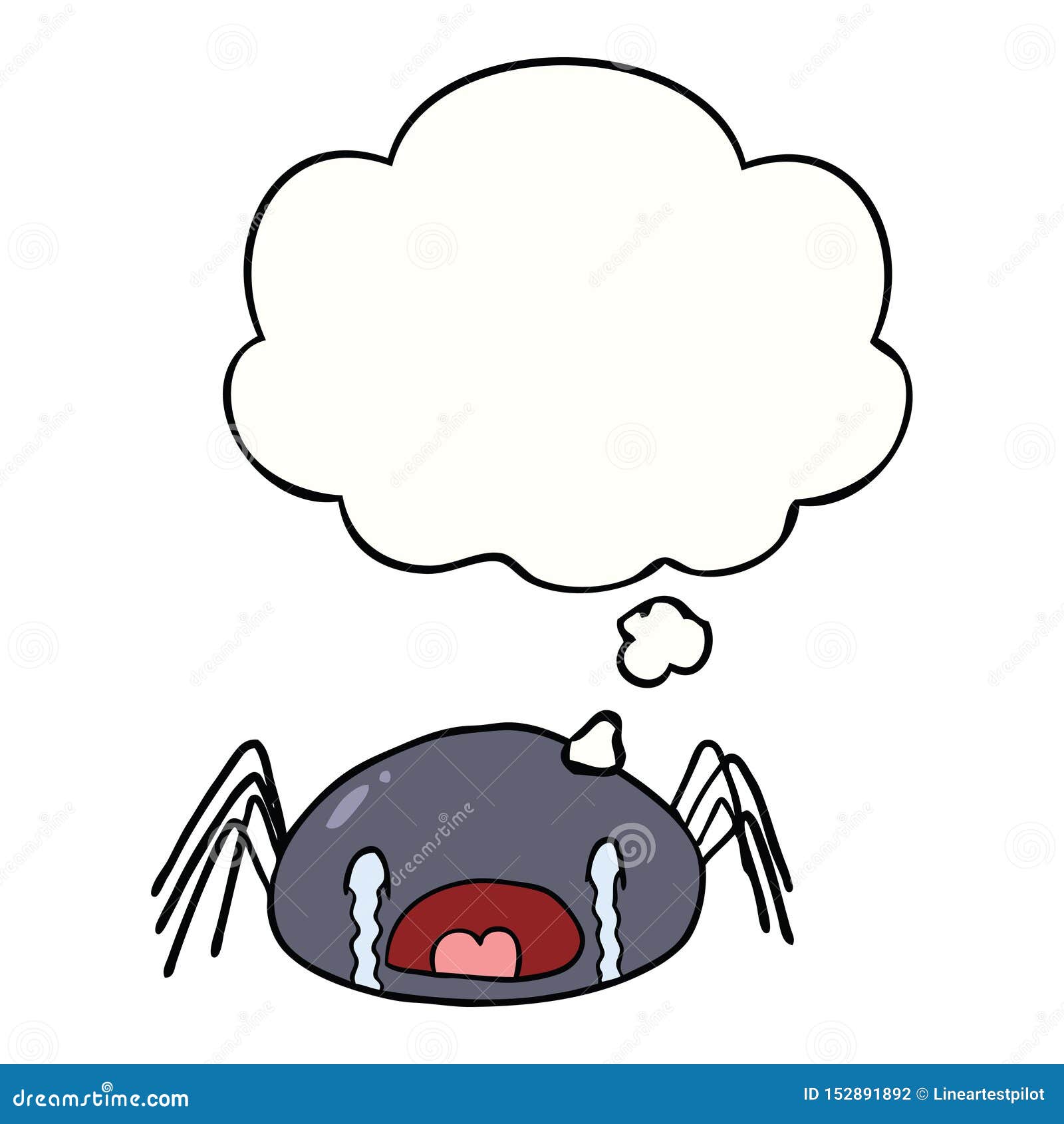 A Creative Cartoon Crying Spider and Thought Bubble Stock Vector ...
