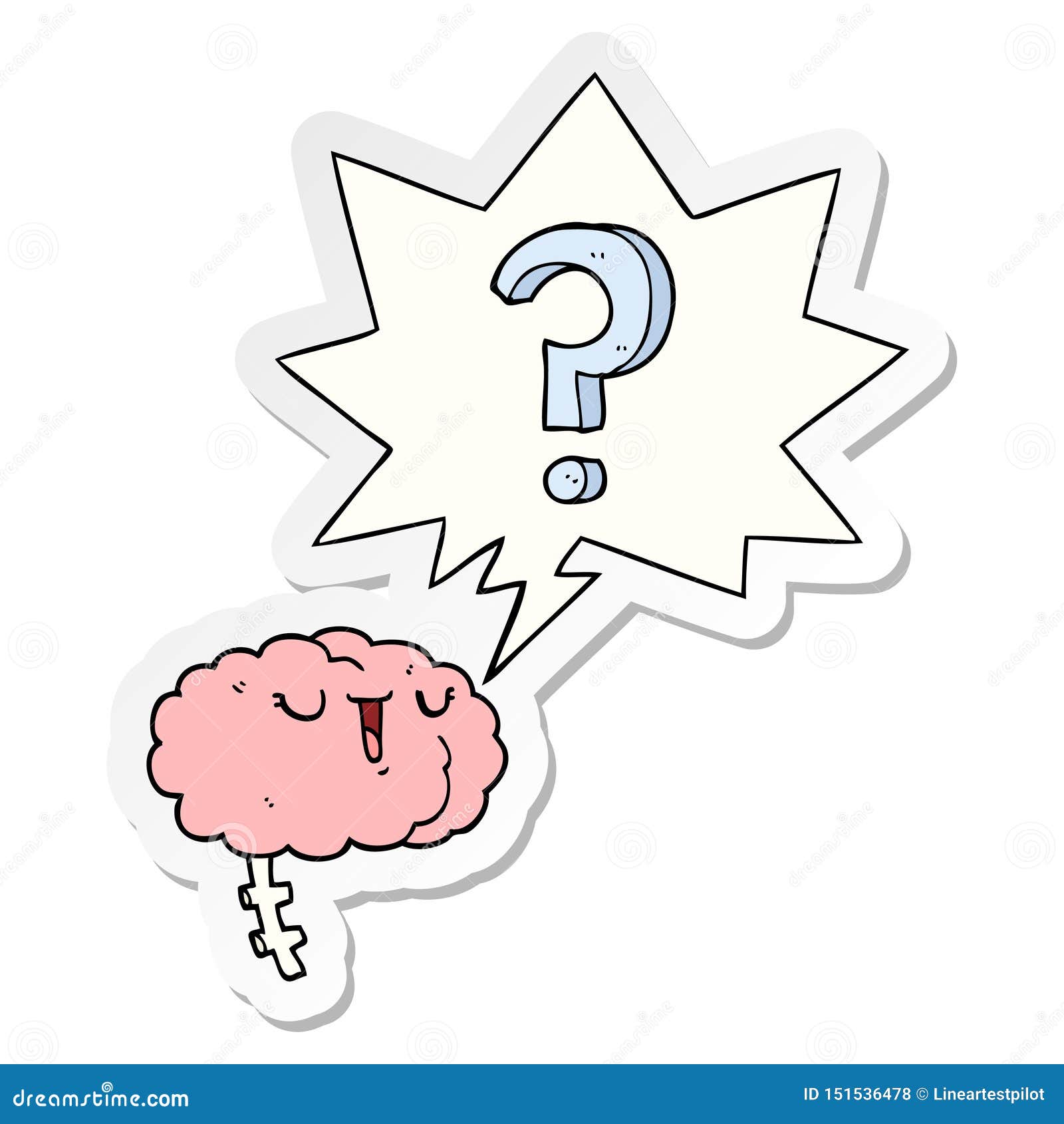 A Creative Cartoon Curious Brain and Speech Bubble Sticker Stock Vector ...