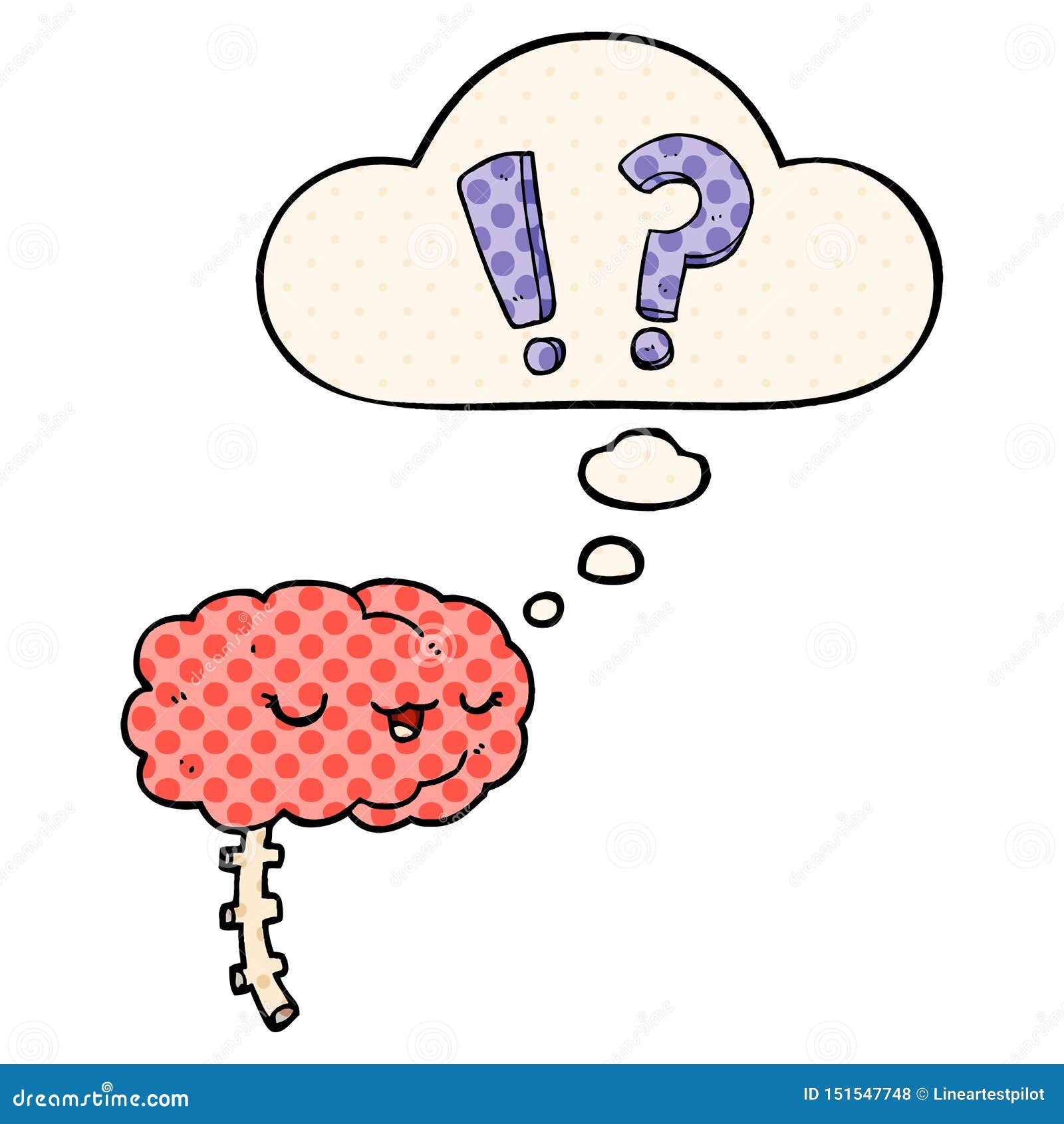 A Creative Cartoon Curious Brain and Thought Bubble in Comic Book Style ...