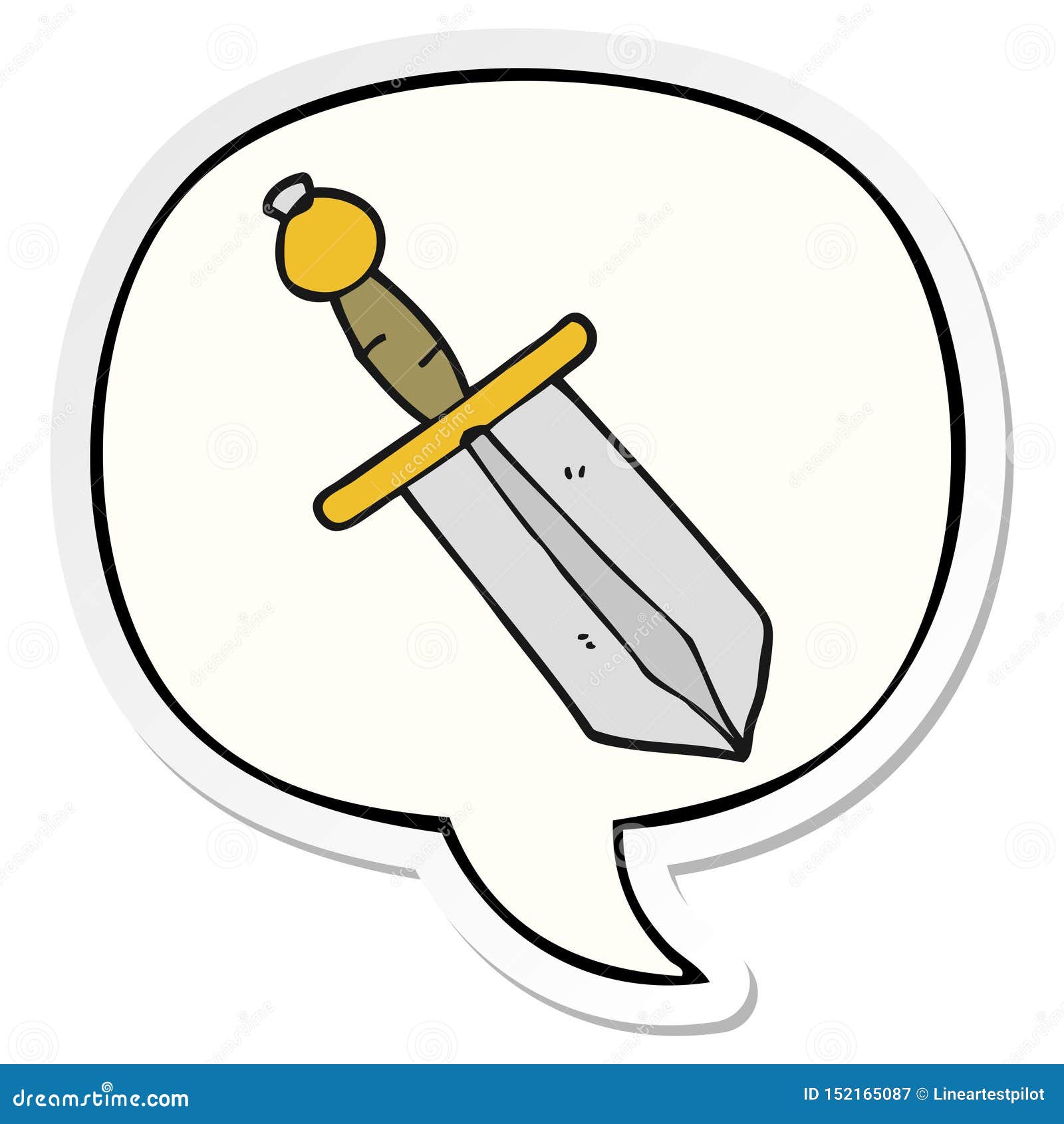 A Creative Cartoon Dagger and Speech Bubble Sticker Stock Vector ...