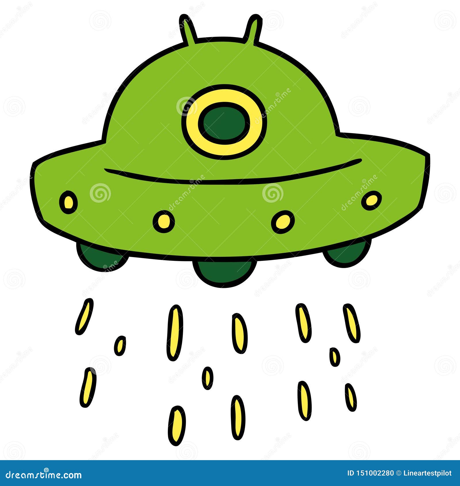 A Creative Cartoon Doodle of an Alien Ship Stock Vector - Illustration ...