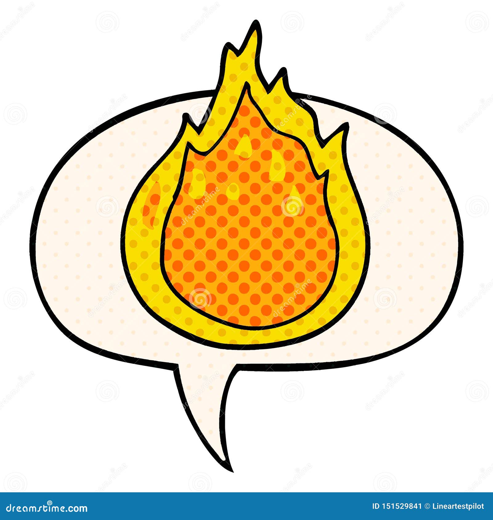 A Creative Cartoon Fire and Speech Bubble in Comic Book Style Stock ...