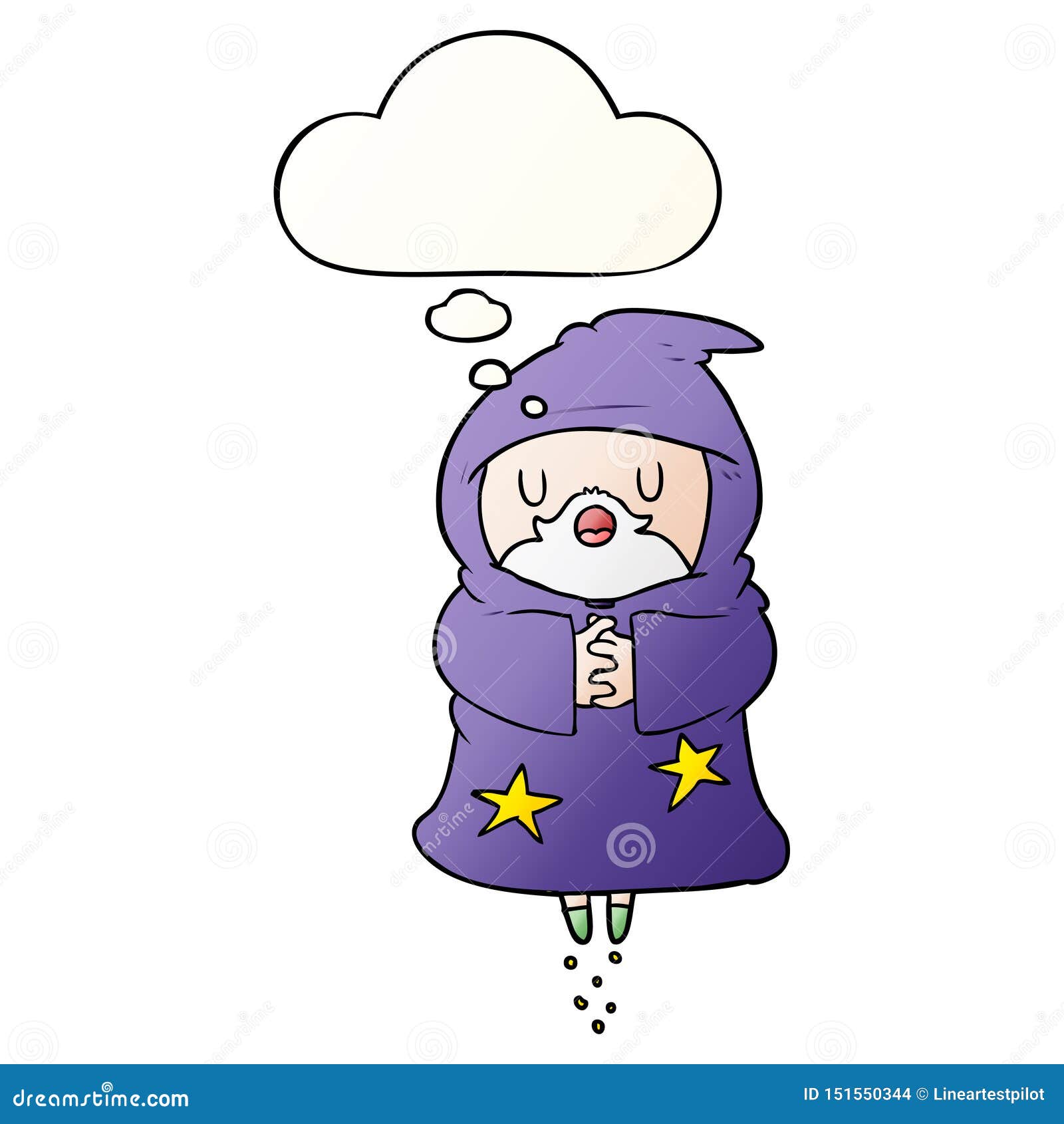 A Creative Cartoon Floating Wizard and Thought Bubble in Smooth ...