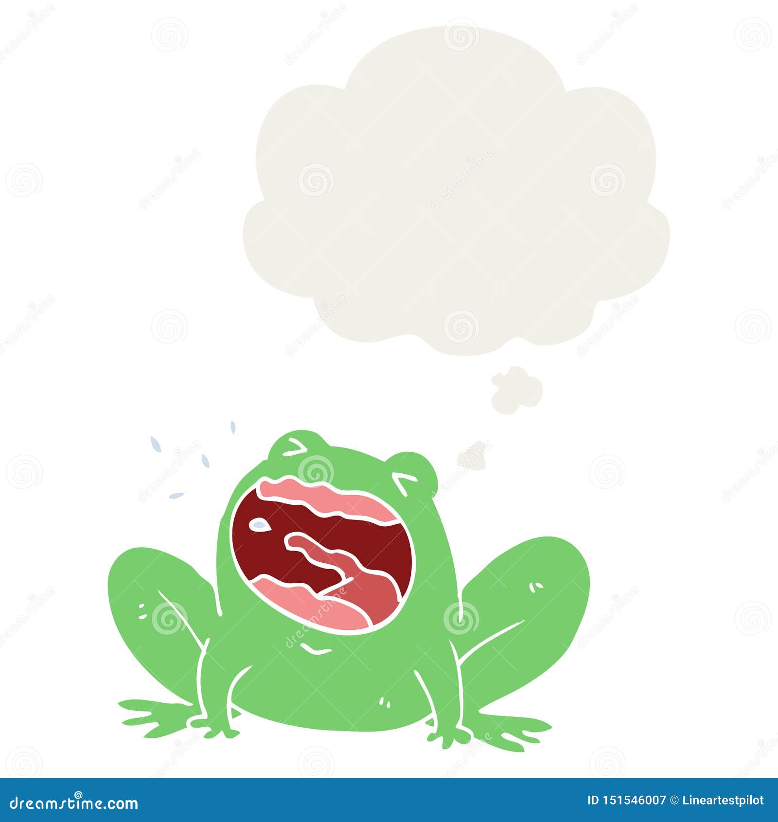A Creative Cartoon Frog Shouting and Thought Bubble in Retro Style ...