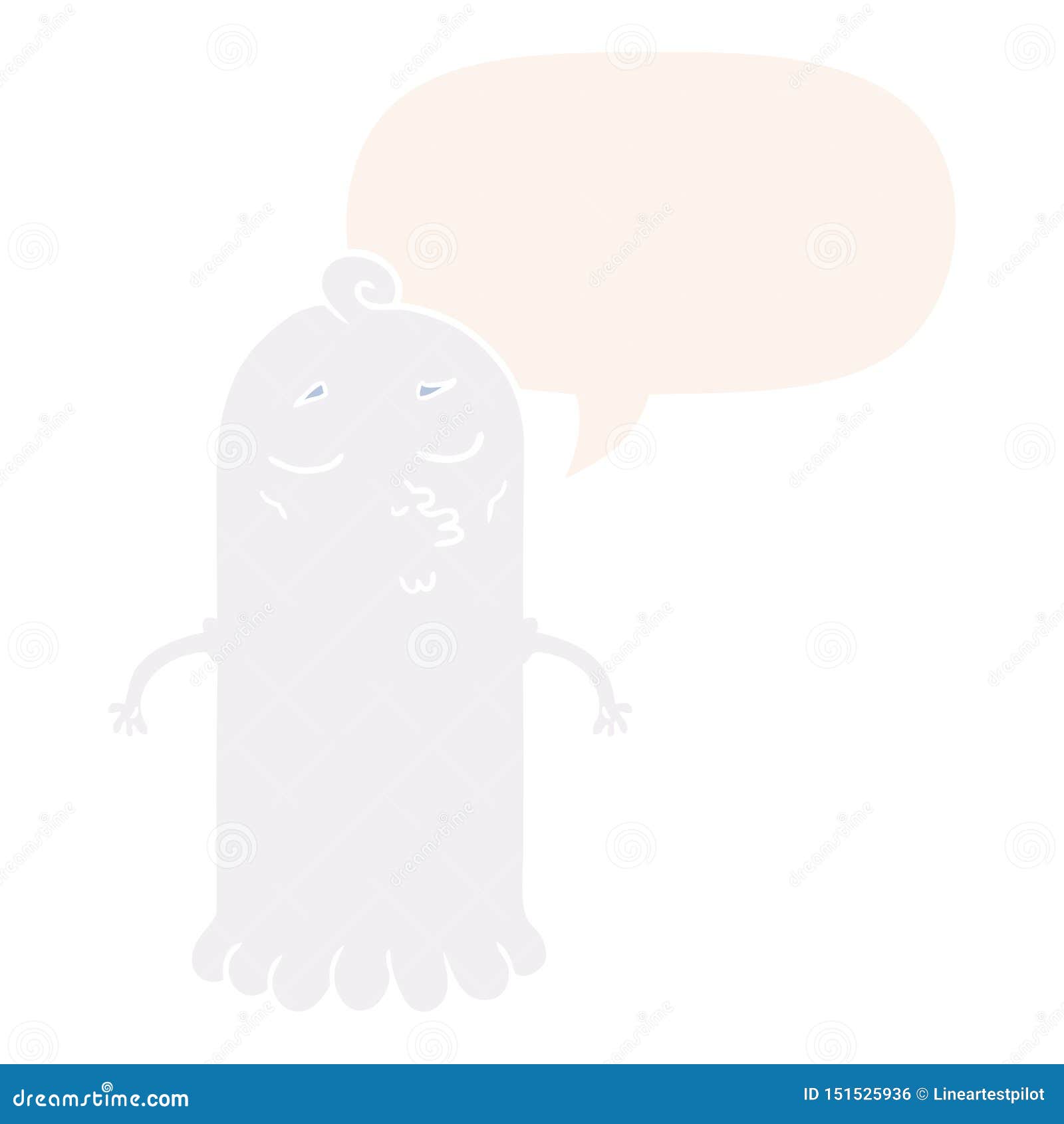 A Creative Cartoon Ghost and Speech Bubble in Retro Style Stock Vector ...