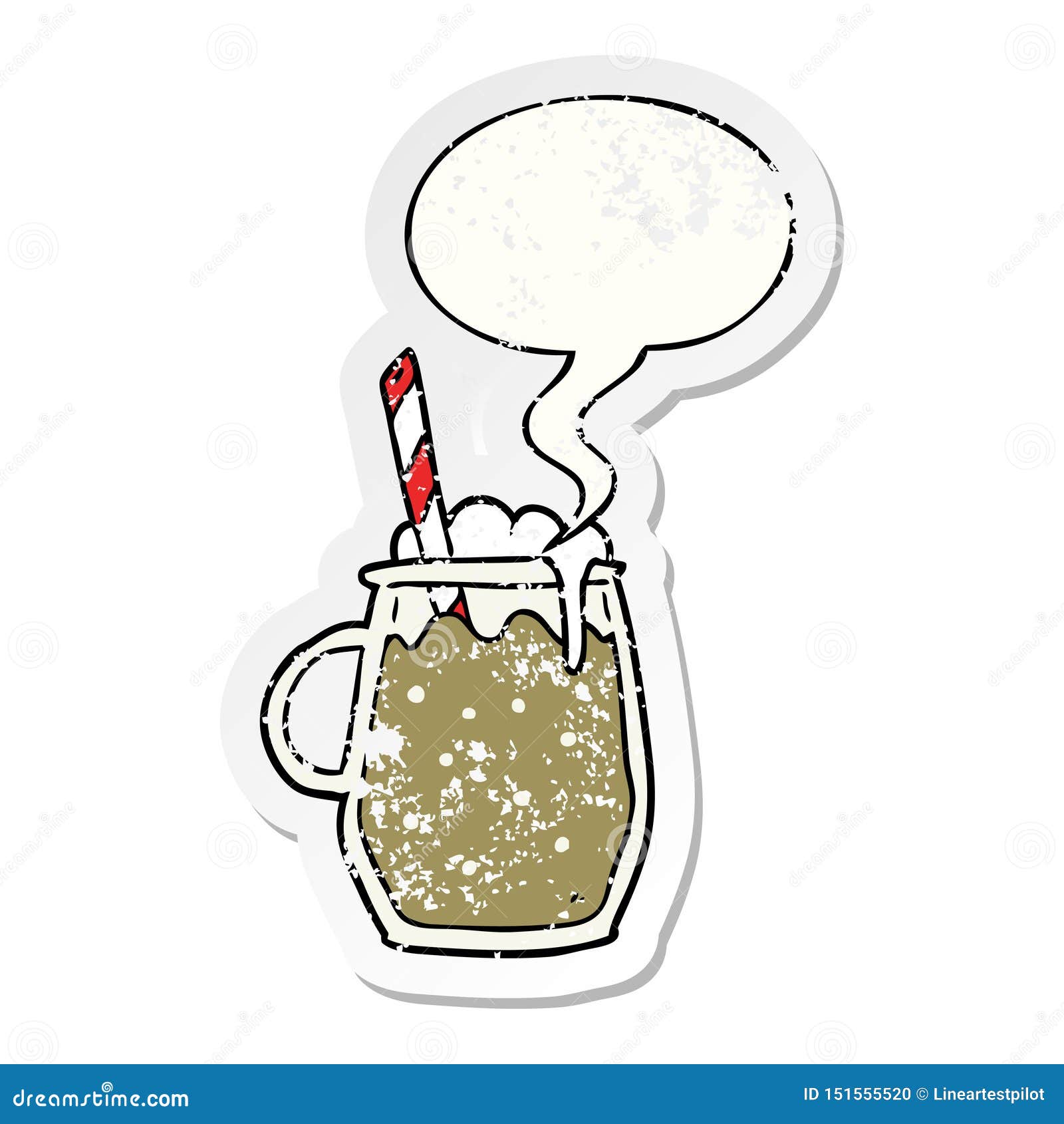 A Creative Cartoon Glass of Root Beer and Straw and Speech Bubble ...