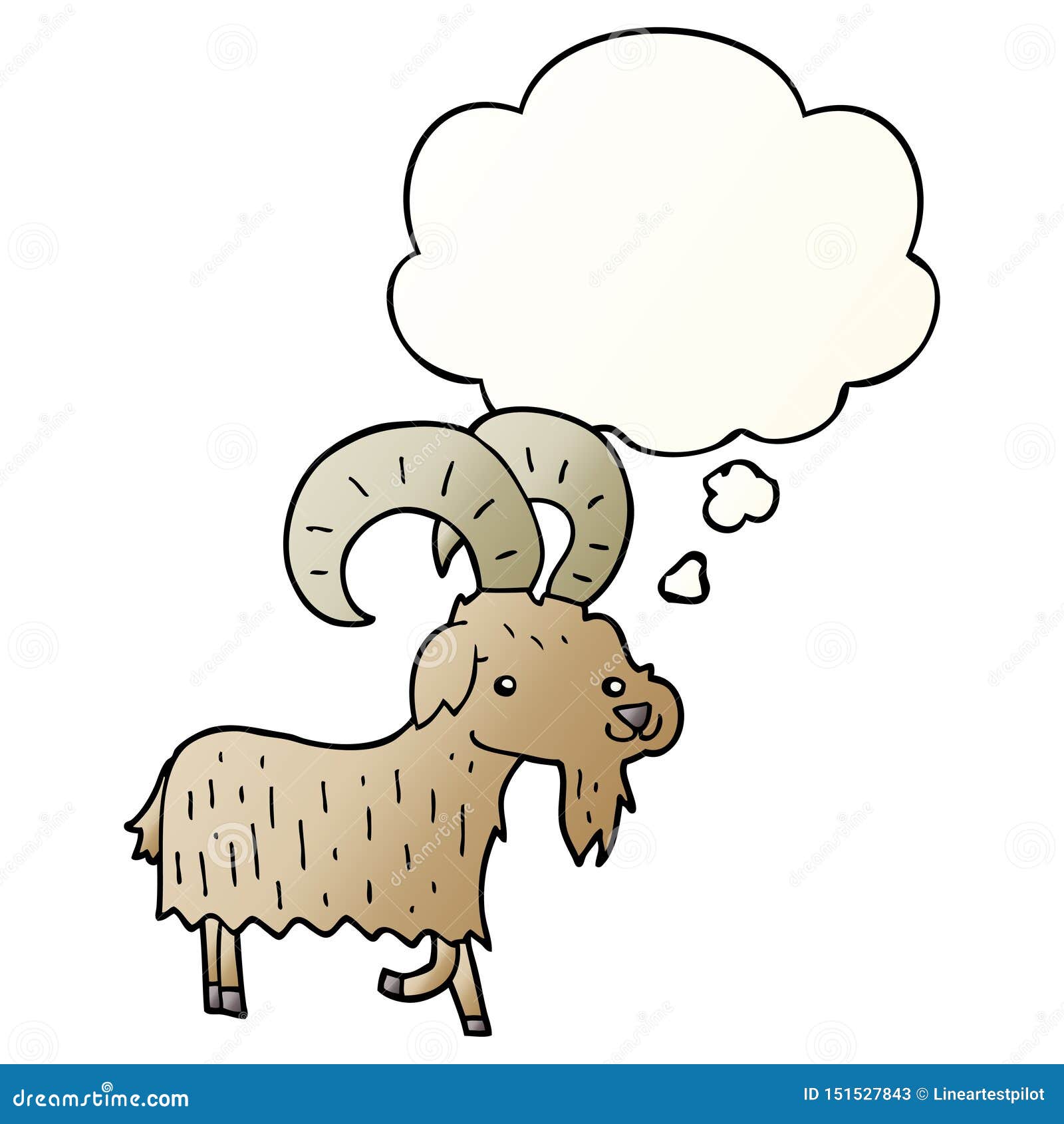 A Creative Cartoon Goat and Thought Bubble in Smooth Gradient Style ...