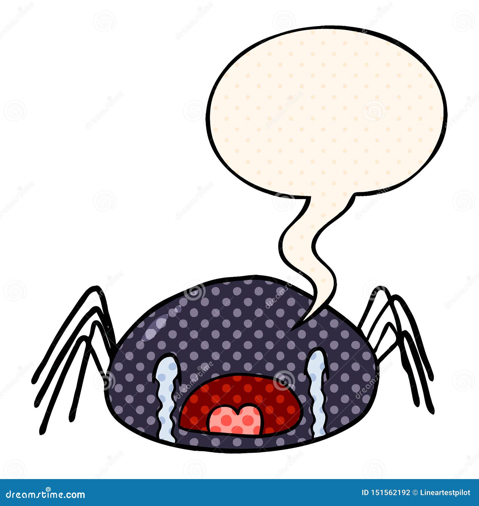 A Creative Cartoon Halloween Spider Crying and Speech Bubble in Comic ...