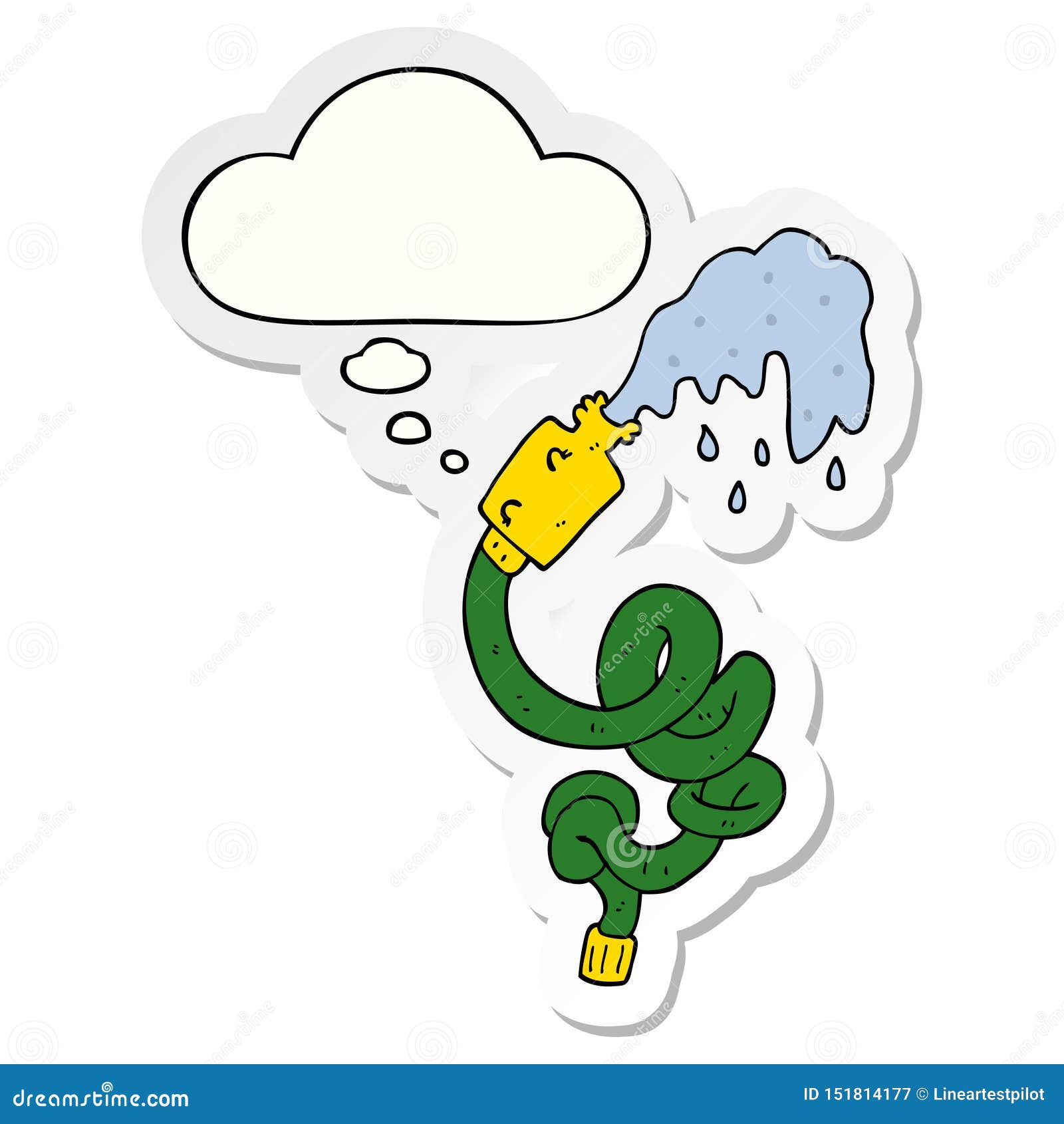 A Creative Cartoon Hosepipe and Thought Bubble As a Printed Sticker ...