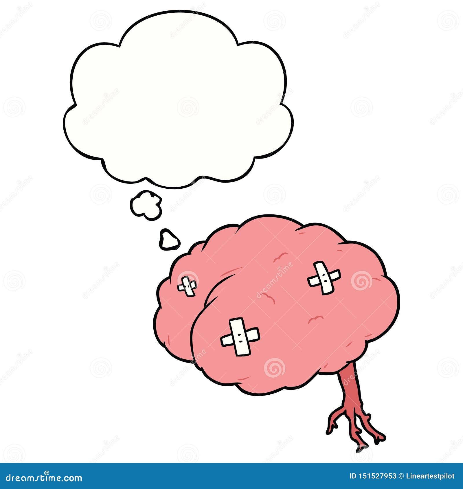 A Creative Cartoon Injured Brain and Thought Bubble Stock Vector ...