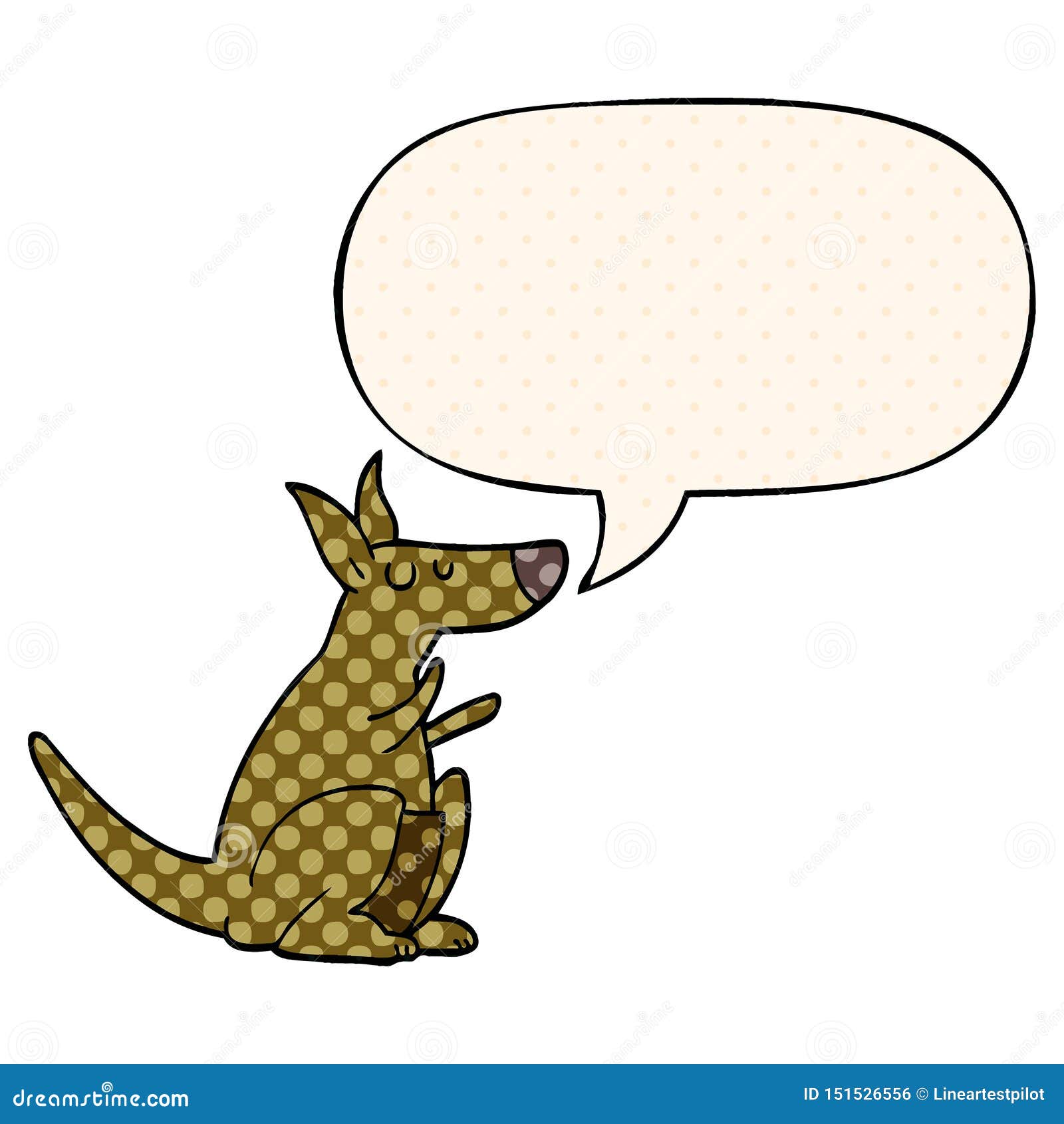 A Creative Cartoon Kangaroo and Speech Bubble in Comic Book Style Stock ...