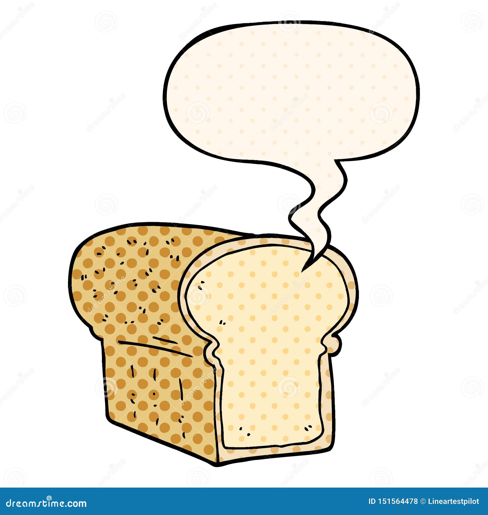 A Creative Cartoon Loaf of Bread and Speech Bubble in Comic Book Style ...