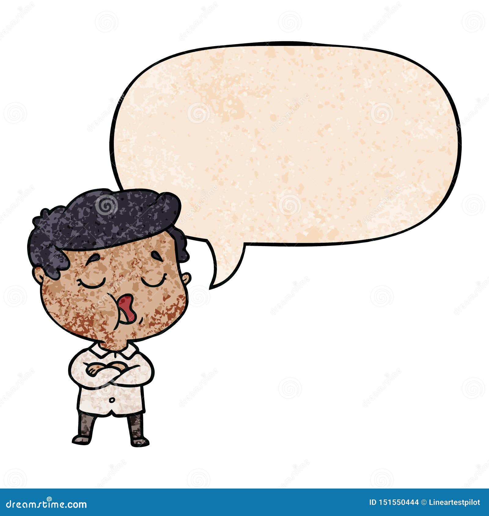 A Creative Cartoon Man Talking and Speech Bubble in Retro Texture Style ...