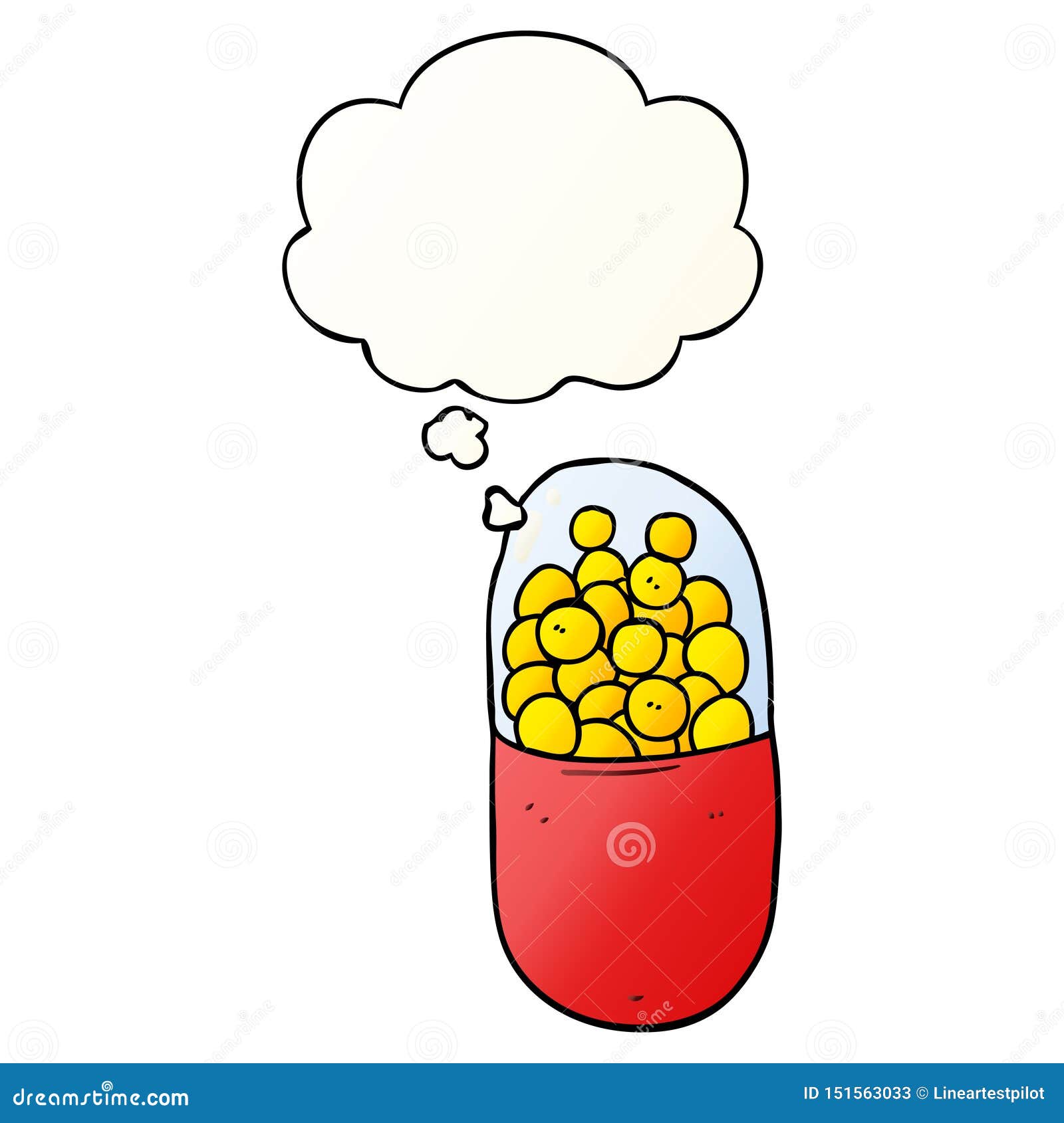 A Creative Cartoon Pill and Thought Bubble in Smooth Gradient Style ...