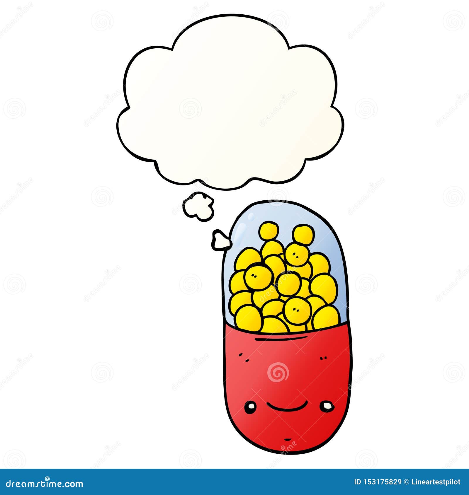 A Creative Cartoon Pill and Thought Bubble in Smooth Gradient Style ...