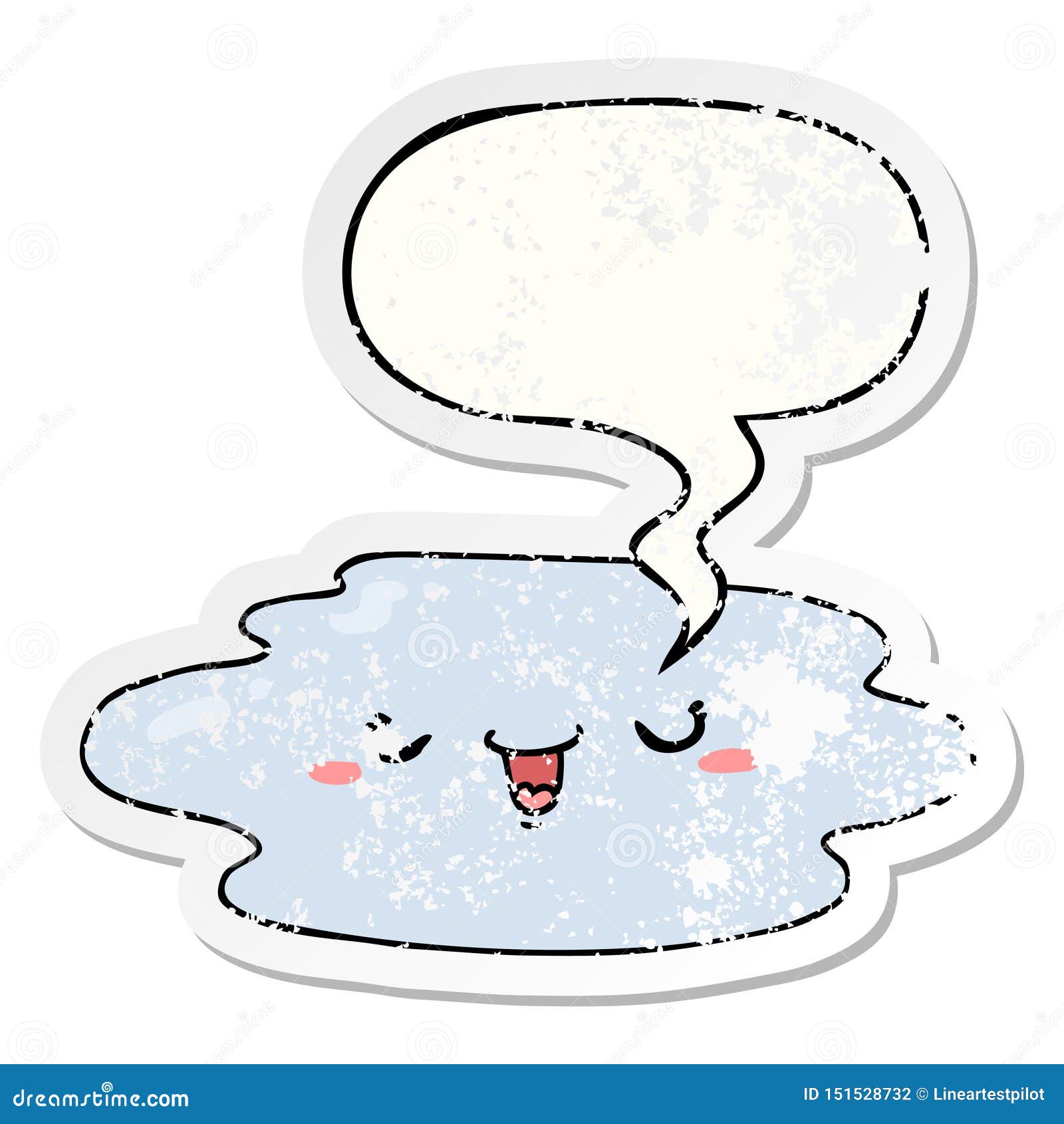 A Creative Cartoon Puddle and Face and Speech Bubble Distressed Sticker ...
