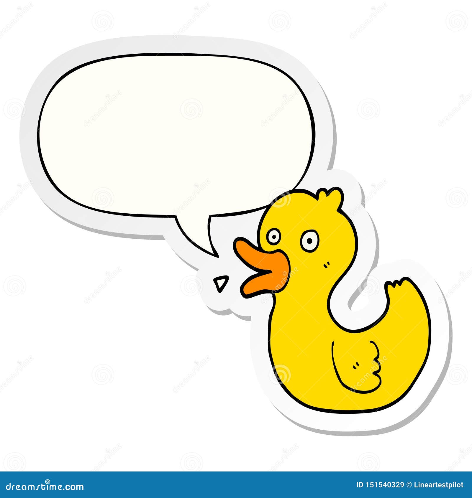 A Creative Cartoon Quacking Duck and Speech Bubble Sticker Stock Vector ...