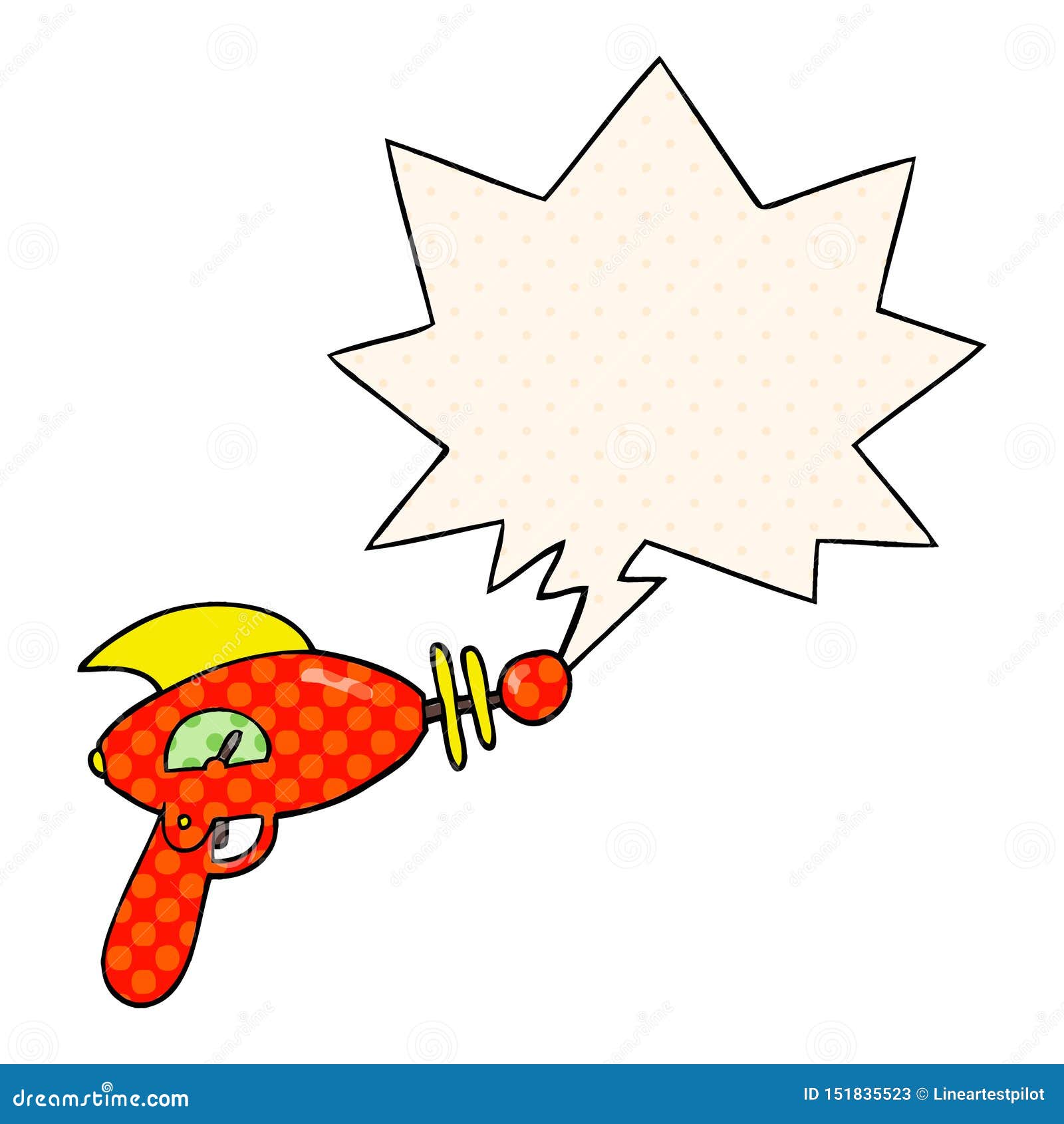 A Creative Cartoon Ray Gun and Speech Bubble in Comic Book Style Stock ...
