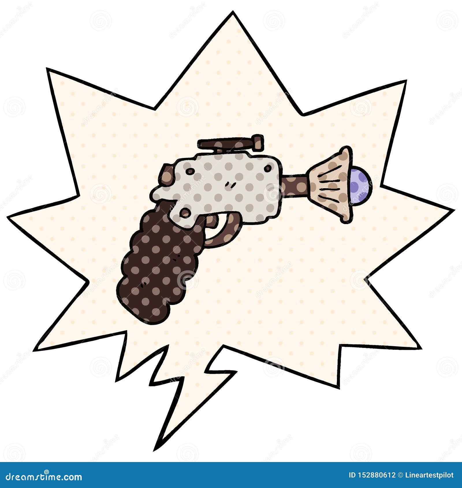 A Creative Cartoon Ray Gun and Speech Bubble in Comic Book Style Stock ...
