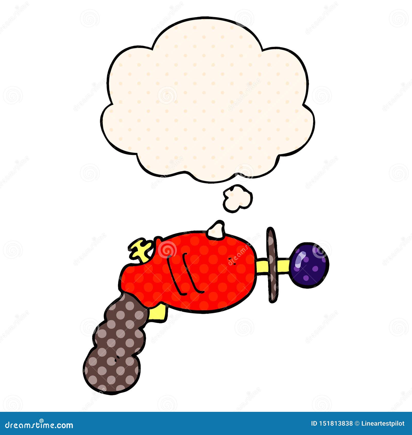 A Creative Cartoon Ray Gun and Thought Bubble in Comic Book Style Stock ...