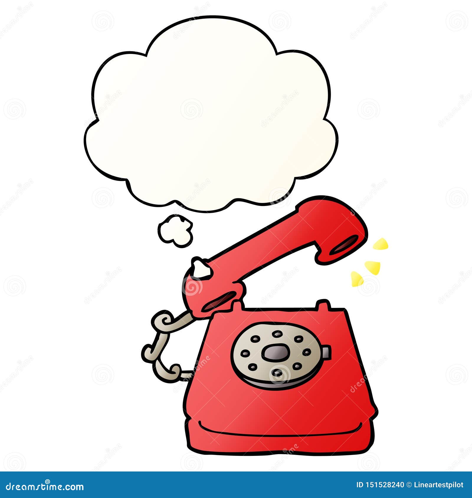 A Creative Cartoon Ringing Telephone and Thought Bubble in Smooth ...
