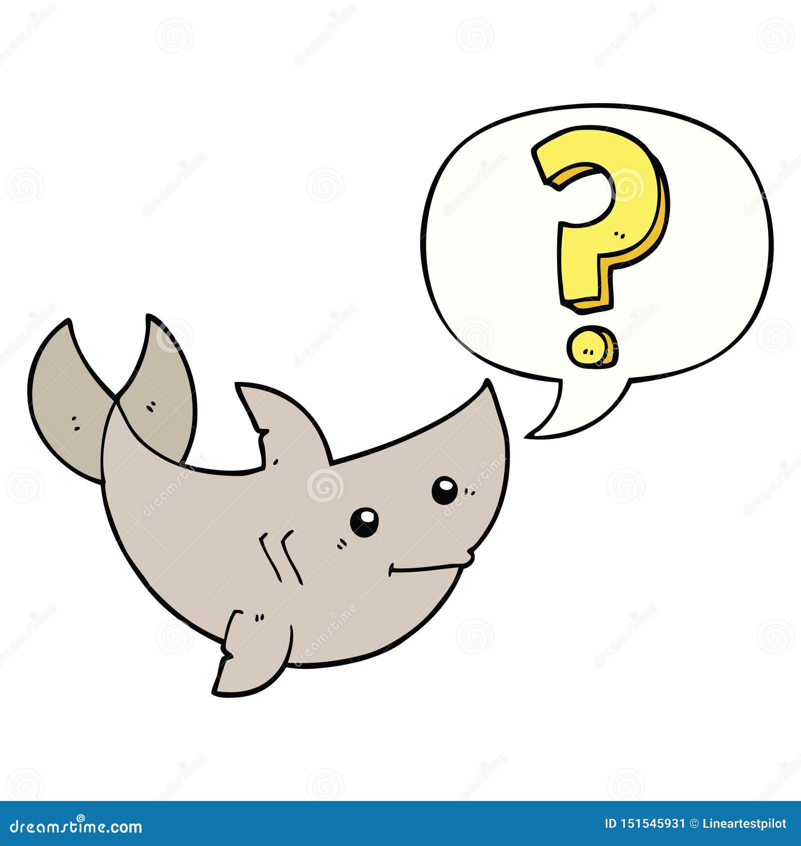 A Creative Cartoon Shark Asking Question and Speech Bubble Stock Vector ...