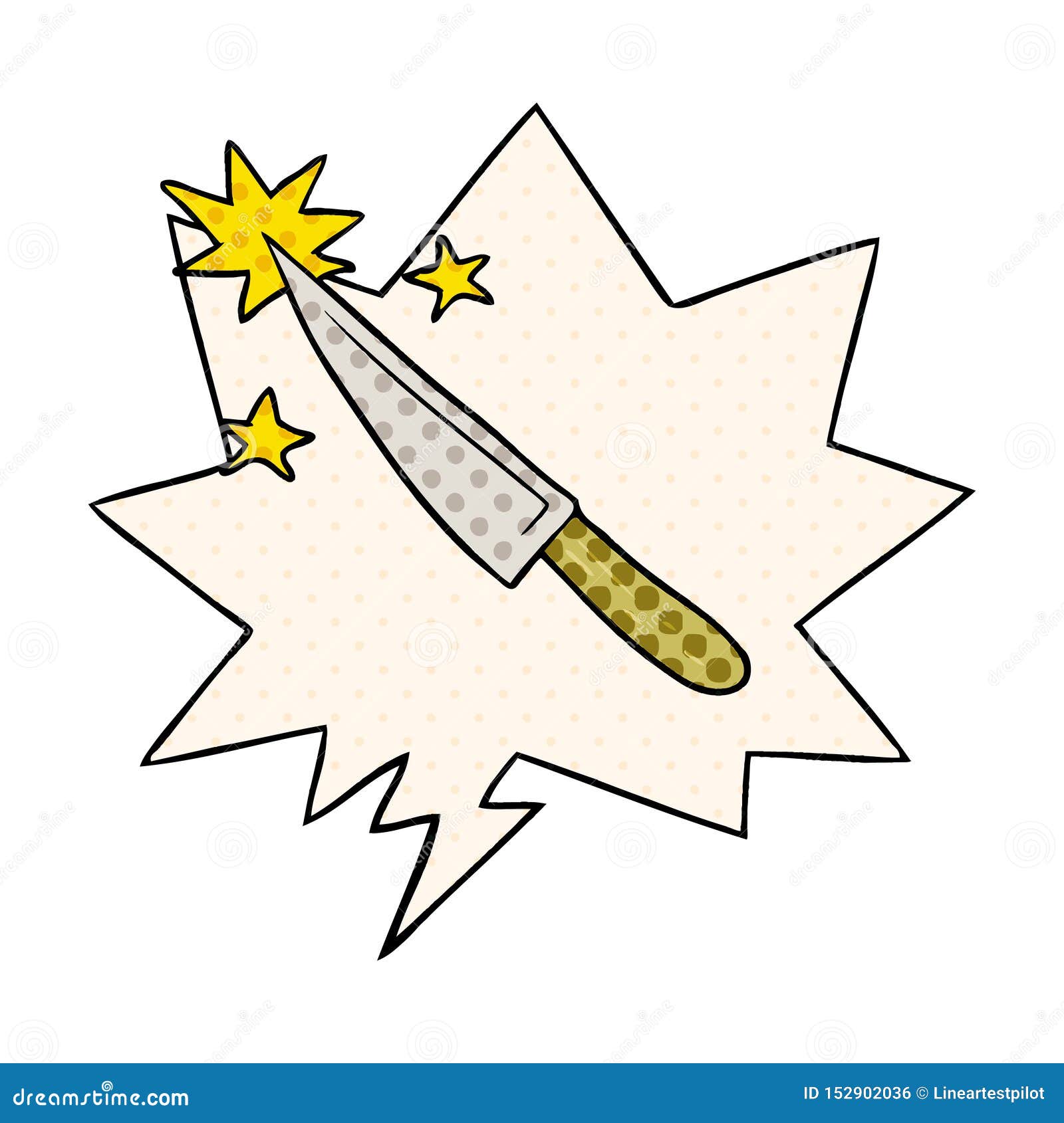 A Creative Cartoon Sharp Kitchen Knife and Speech Bubble in Comic Book ...