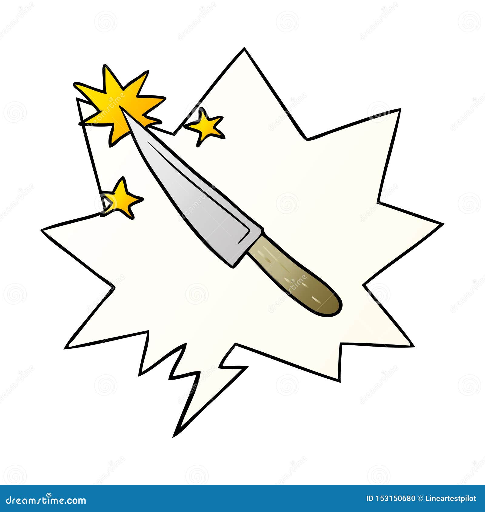 A Creative Cartoon Sharp Kitchen Knife and Speech Bubble in Smooth ...