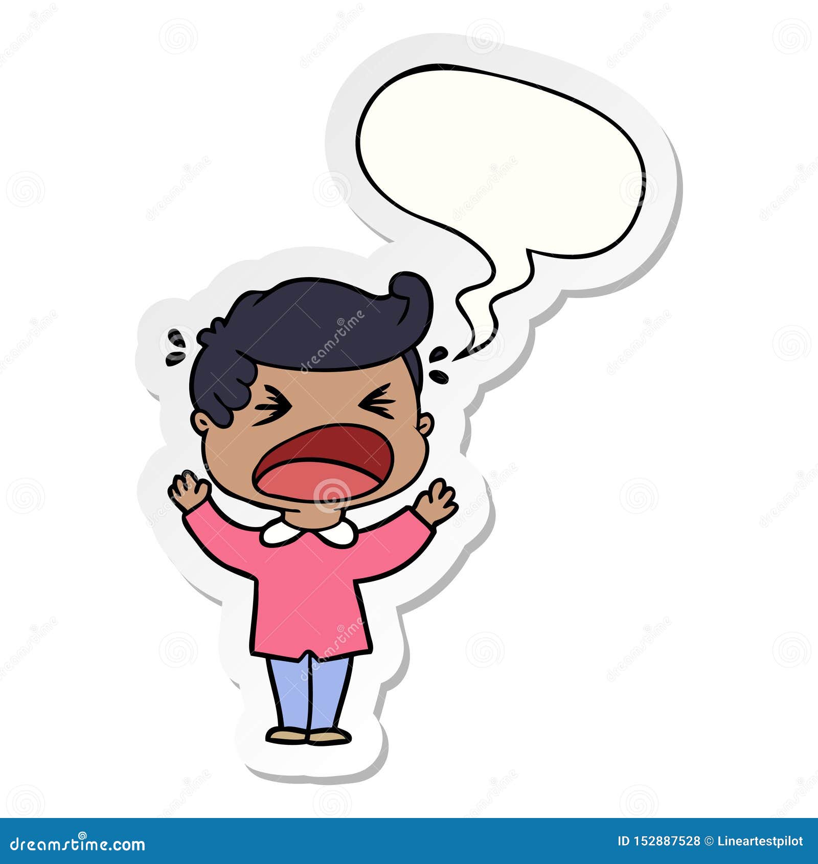 A Creative Cartoon Shouting Man and Speech Bubble Sticker Stock Vector ...
