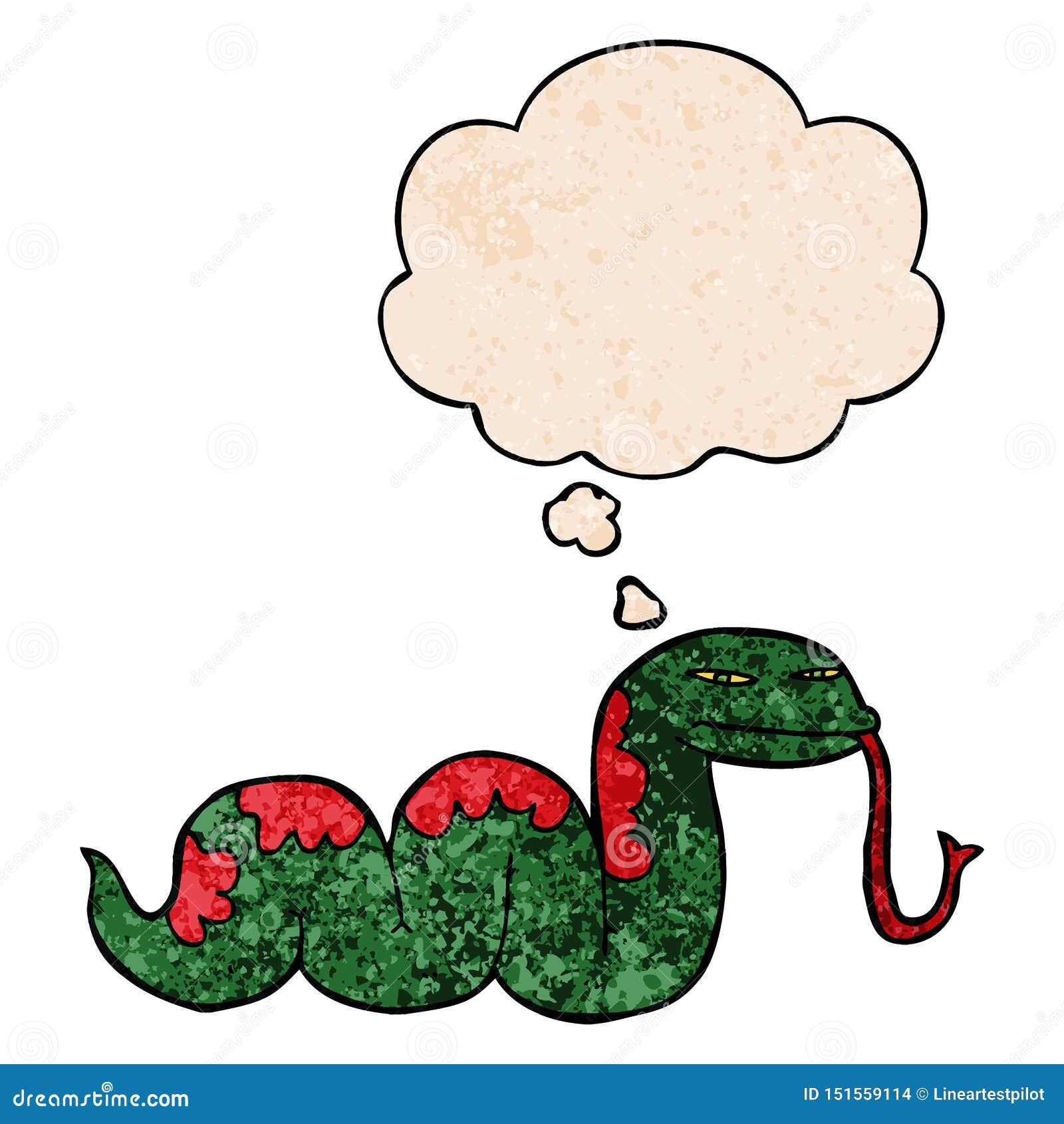 A Creative Cartoon Slithering Snake and Thought Bubble in Grunge ...