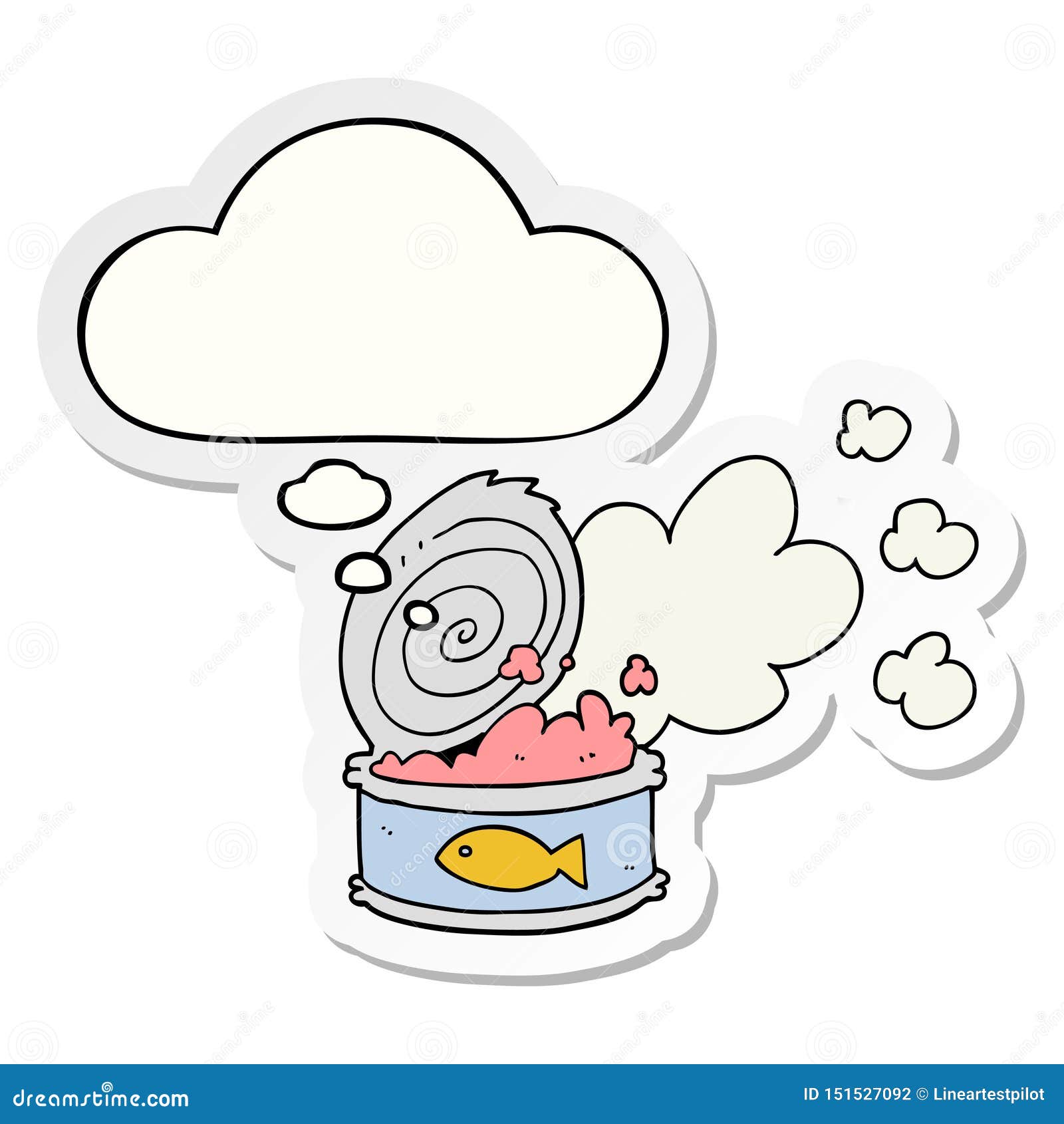 A Creative Cartoon Smelly Can of Fish and Thought Bubble As a Printed ...