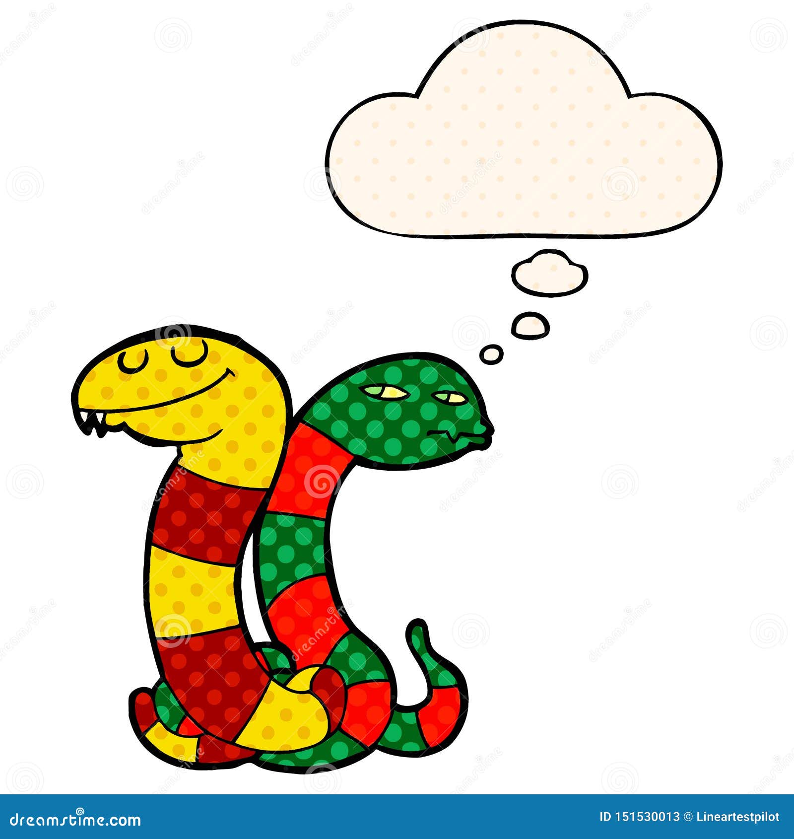 A Creative Cartoon Snakes and Thought Bubble in Comic Book Style Stock ...