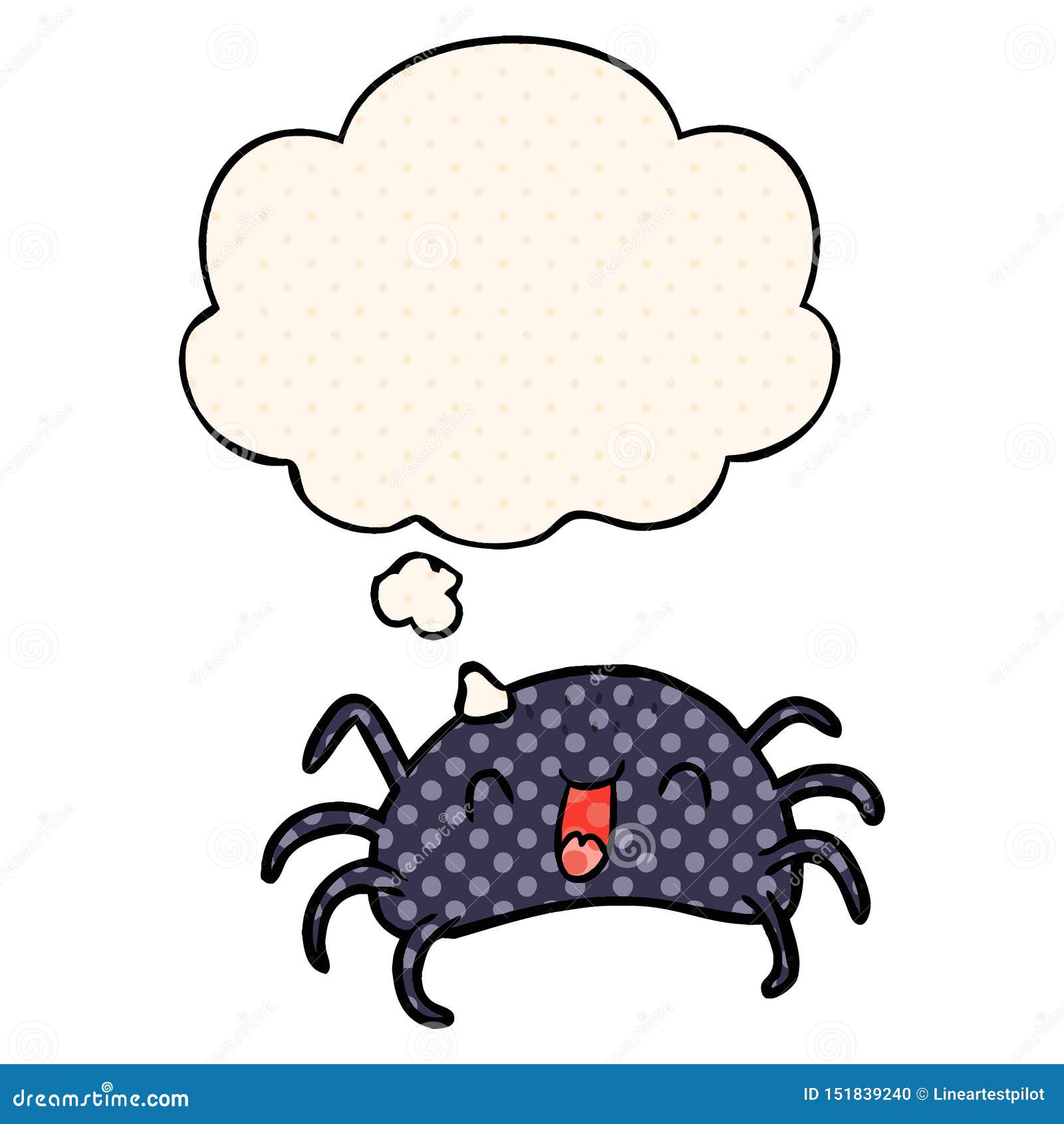 A Creative Cartoon Spider and Thought Bubble in Comic Book Style Stock ...
