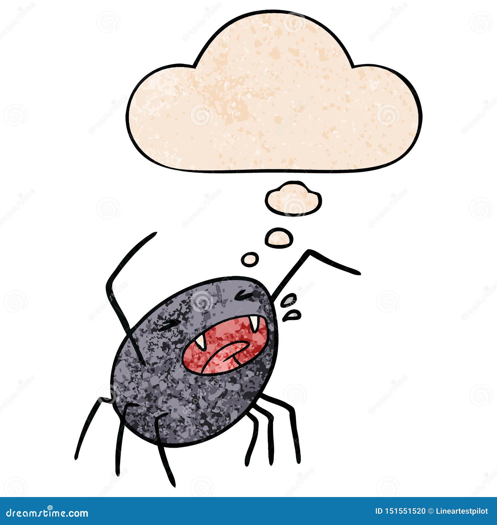 A Creative Cartoon Spider and Thought Bubble in Grunge Texture Pattern ...