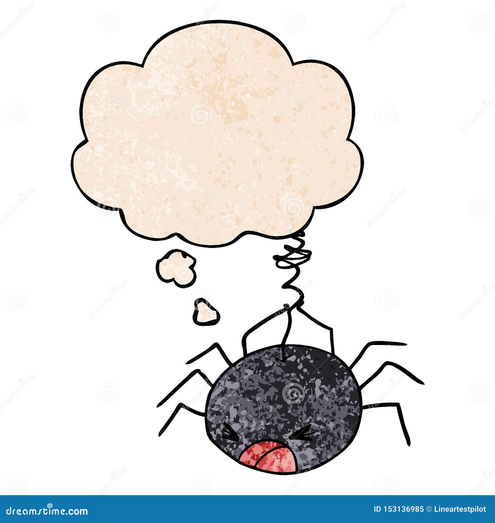 A Creative Cartoon Spider and Thought Bubble in Grunge Texture Pattern ...