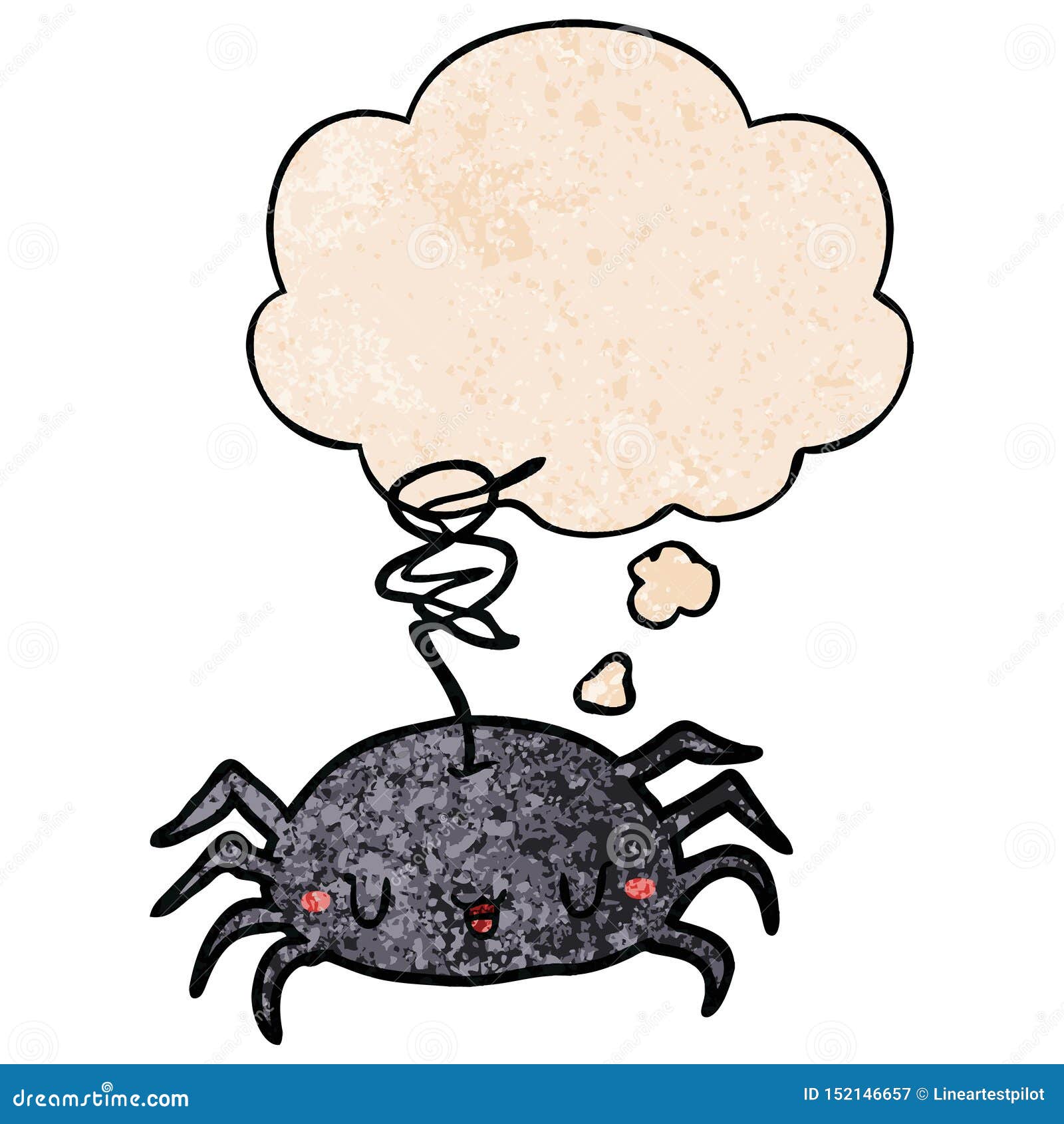 A Creative Cartoon Spider and Thought Bubble in Grunge Texture Pattern ...