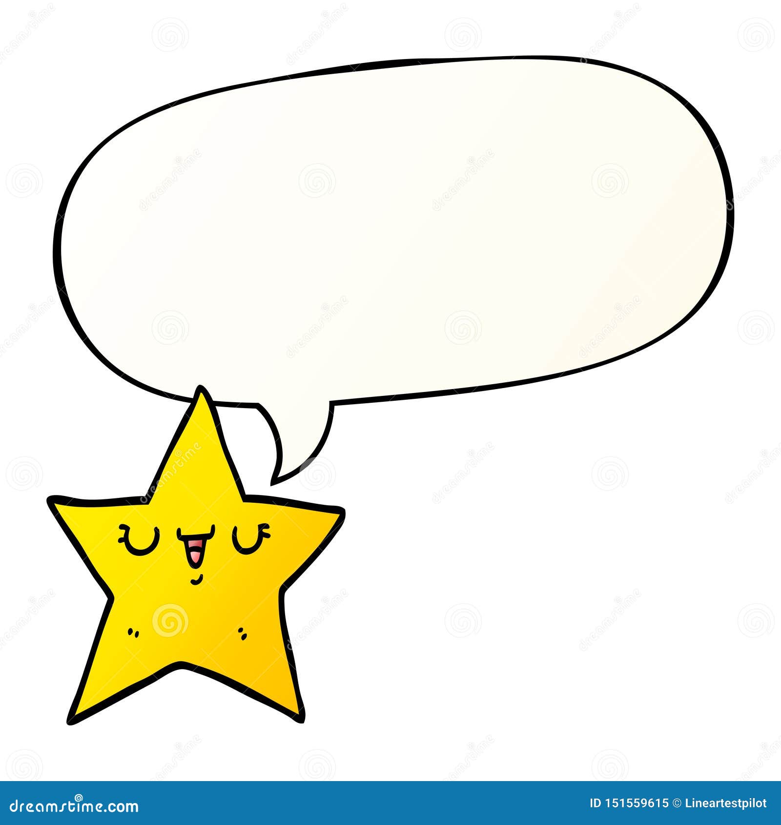 A Creative Cartoon Star and Speech Bubble in Smooth Gradient Style ...