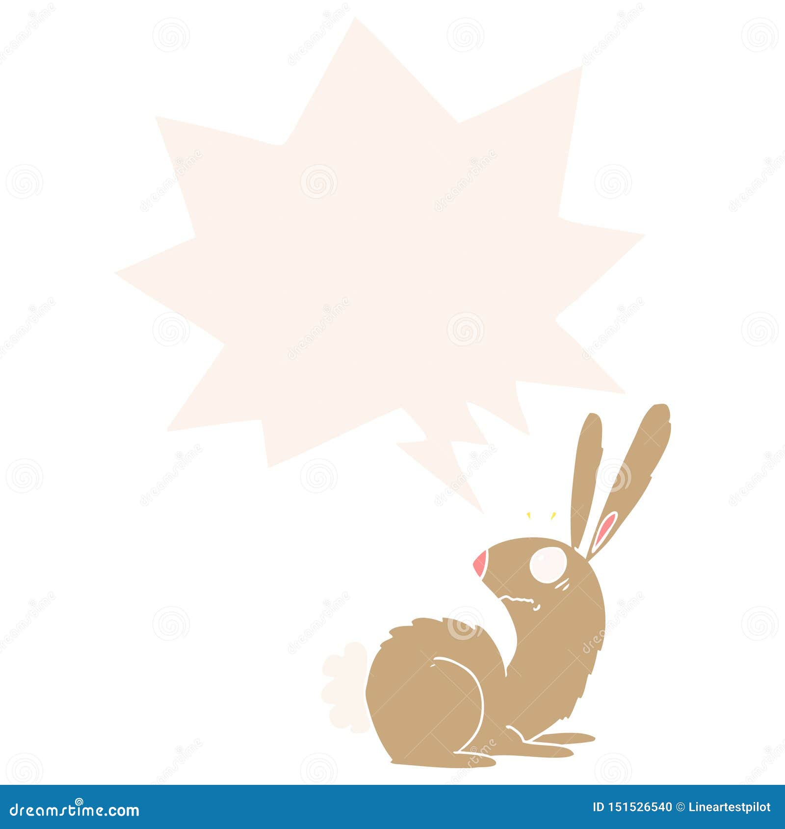 A Creative Cartoon Startled Bunny Rabbit and Speech Bubble in Retro ...