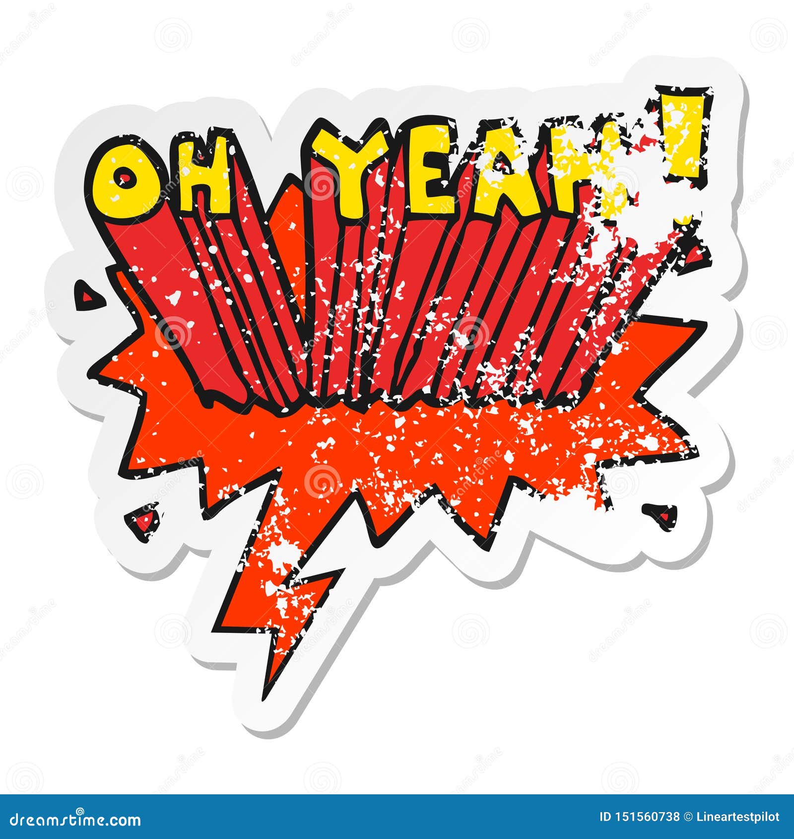 A Creative Cartoon Text Oh Yeah! and Speech Bubble Distressed Sticker ...
