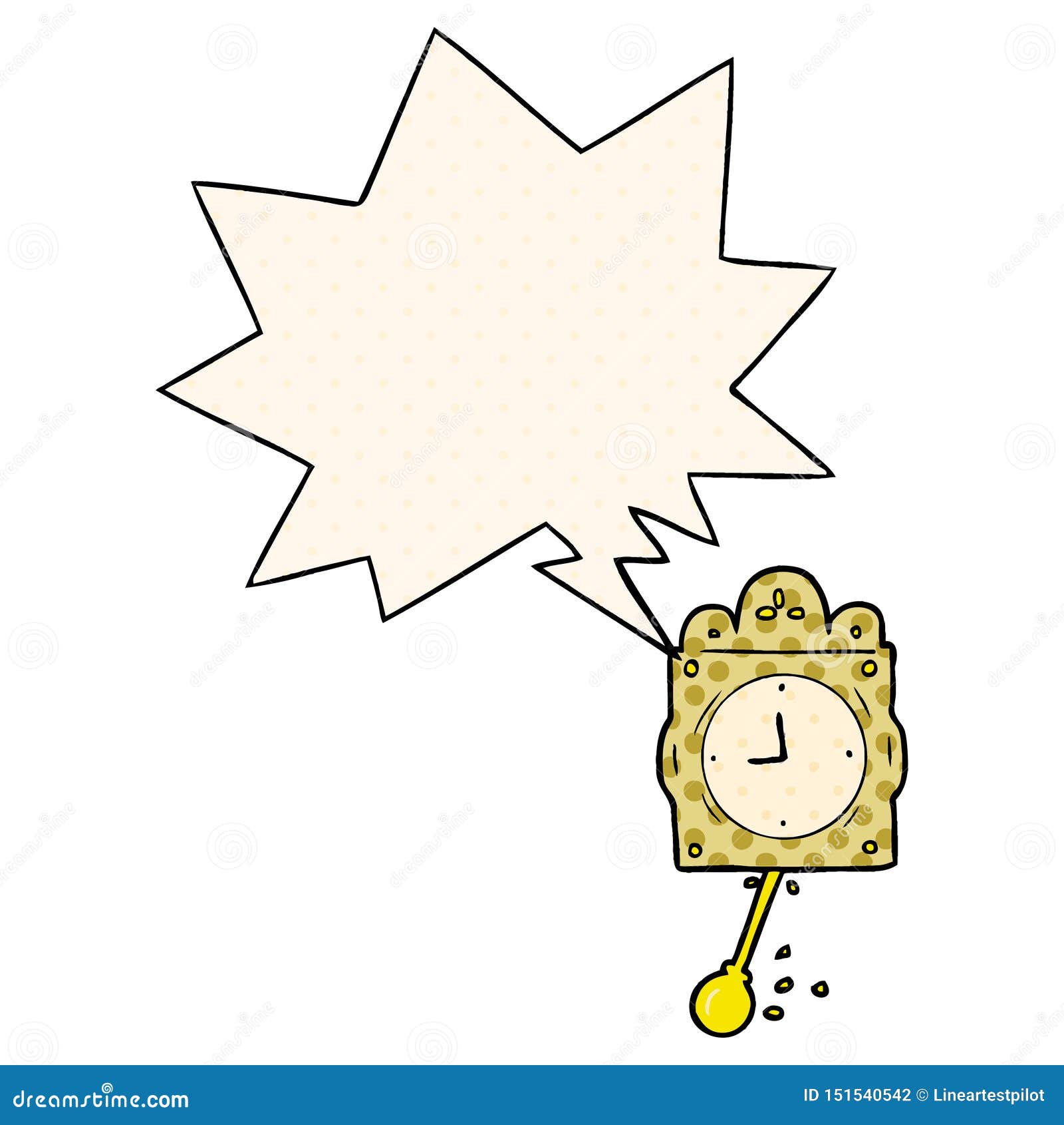A Creative Cartoon Ticking Clock and Pendulum and Speech Bubble in ...