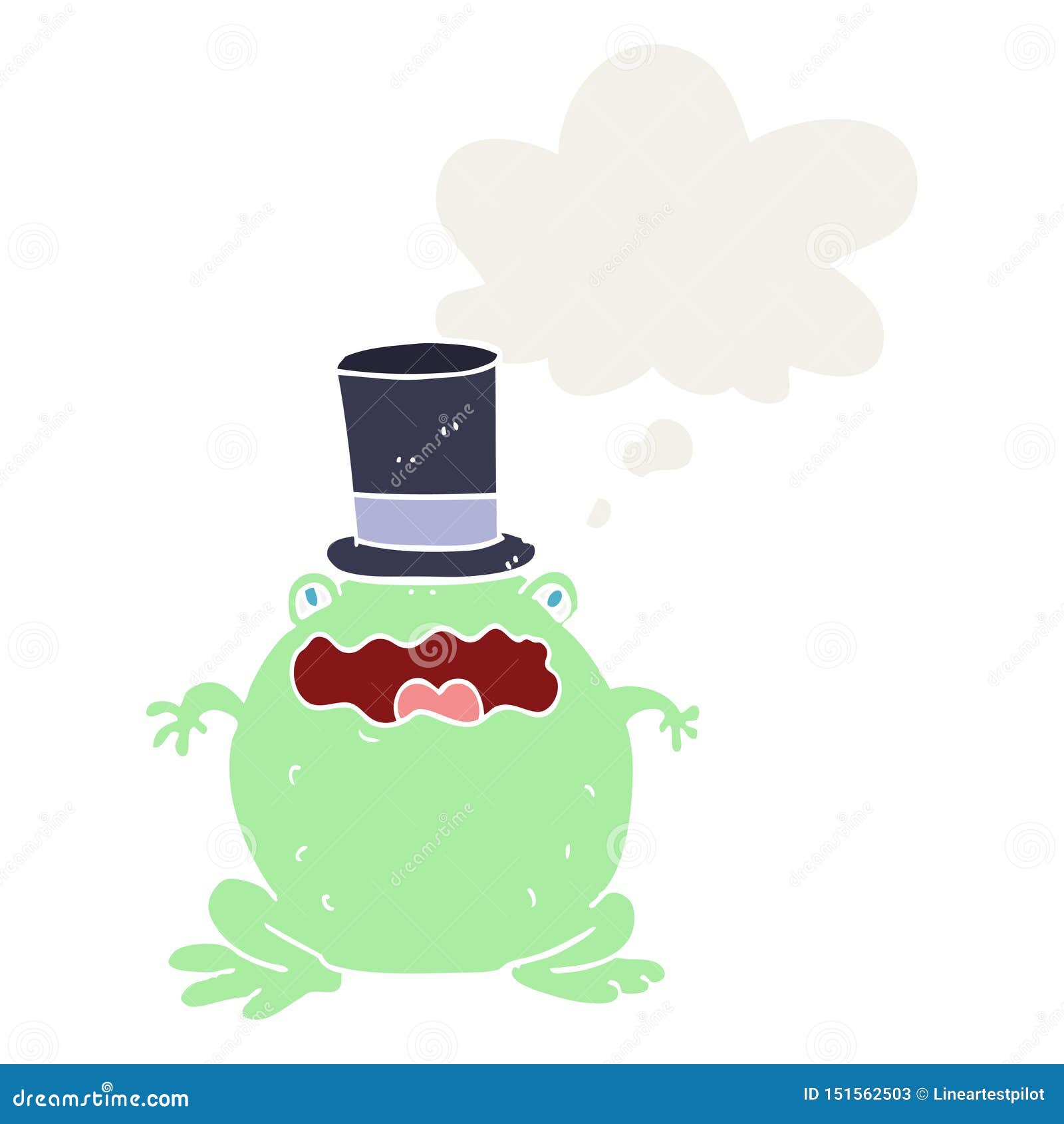 A Creative Cartoon Toad Wearing Top Hat And Thought Bubble In Retro ... A Creative Cartoon Toad Wearing Top Hat And Thought Bubble In Retro ...