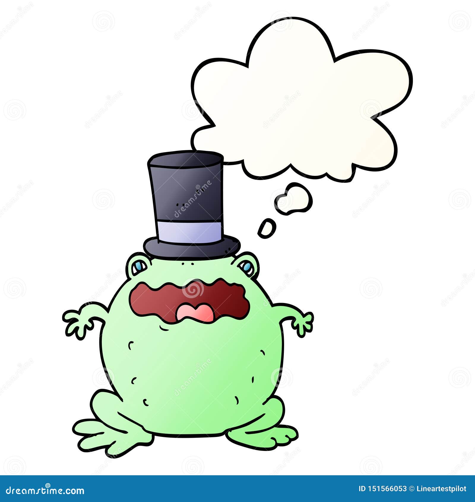 A Creative Cartoon Toad Wearing Top Hat and Thought Bubble in Smooth ...