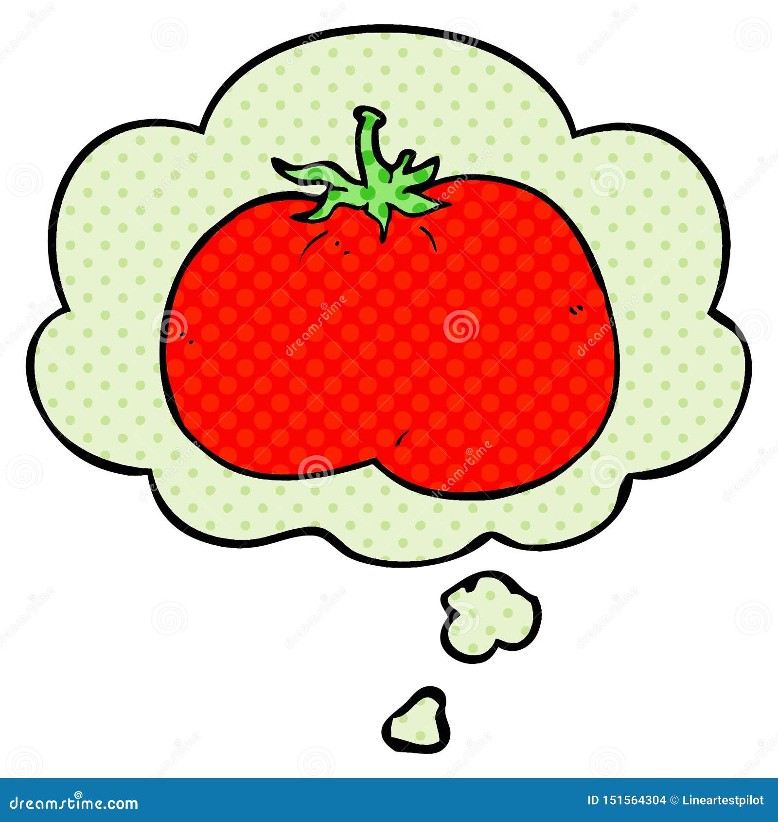 A Creative Cartoon Tomato and Thought Bubble in Comic Book Style Stock ...