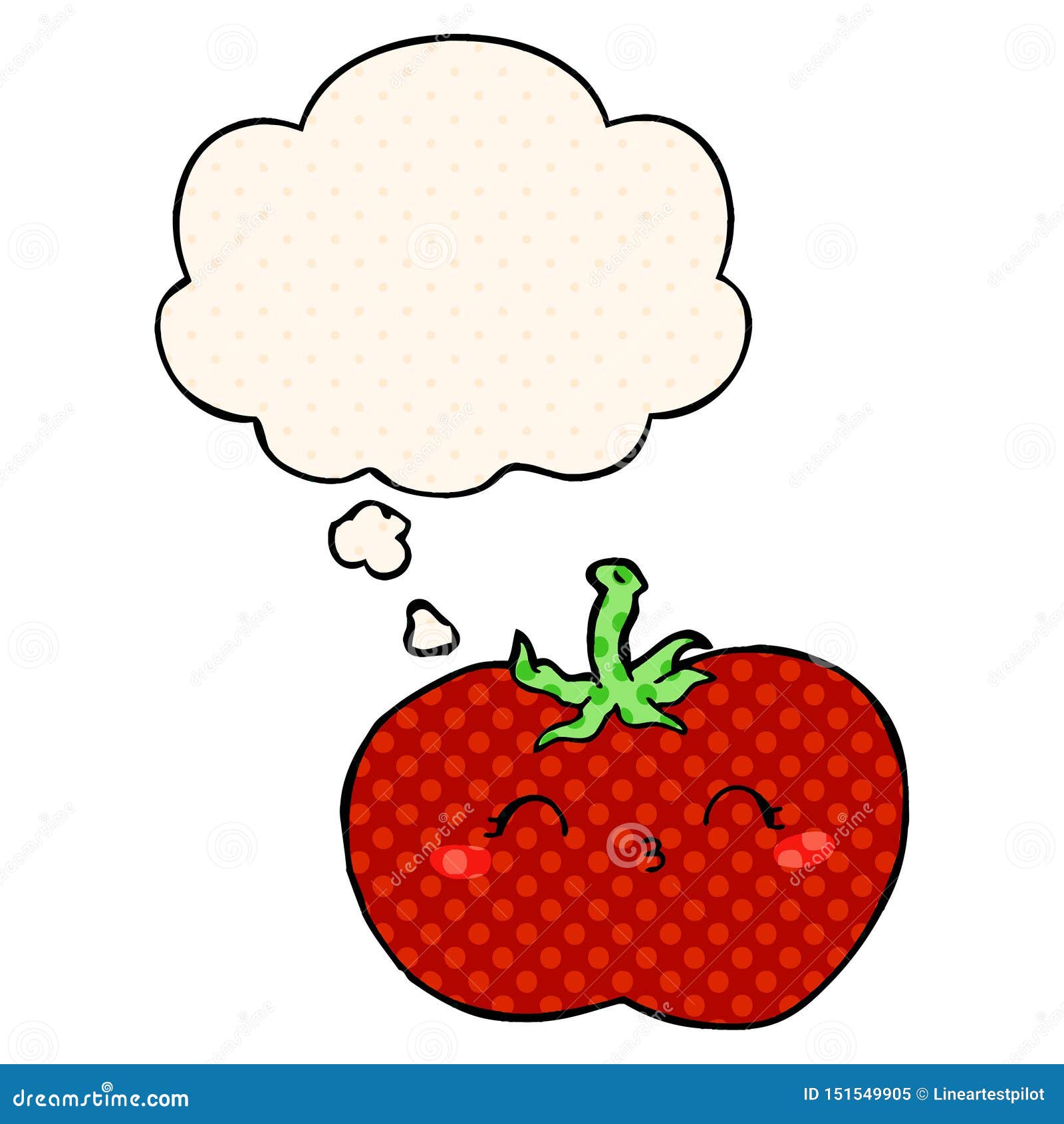 A Creative Cartoon Tomato and Thought Bubble in Comic Book Style Stock ...