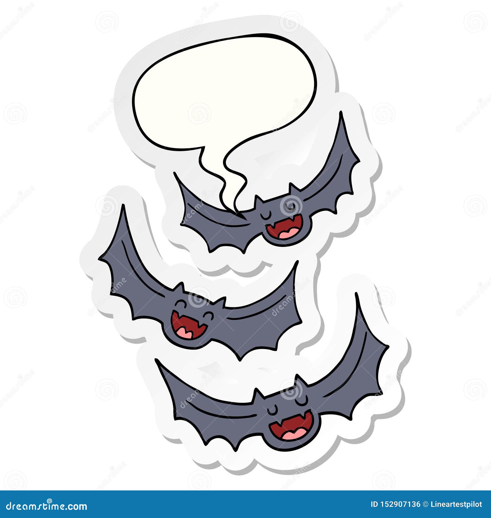 A Creative Cartoon Vampire Bats and Speech Bubble Sticker Stock Vector ...