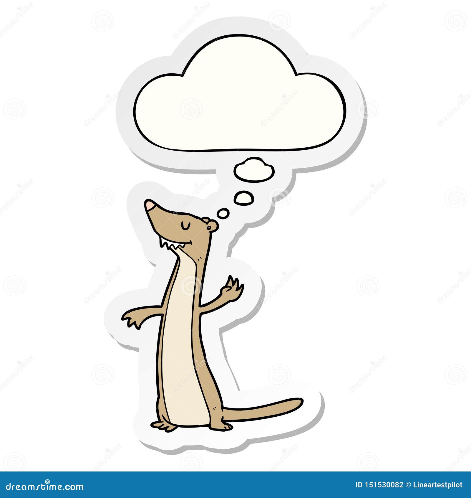A Creative Cartoon Weasel and Thought Bubble As a Printed Sticker Stock ...