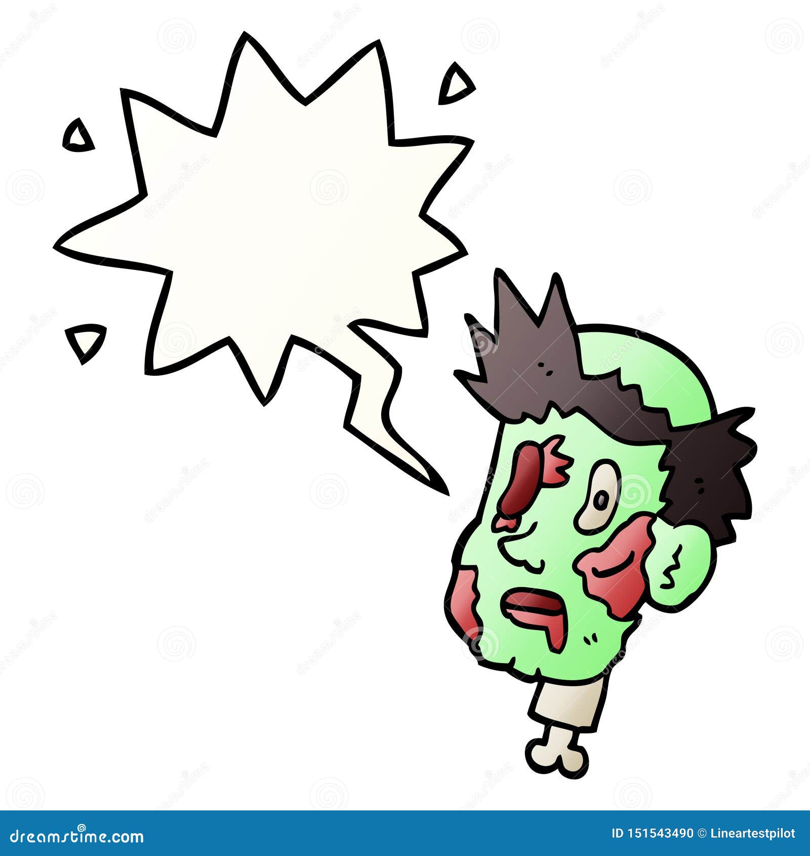 A Creative Cartoon Zombie Head and Speech Bubble in Smooth Gradient ...